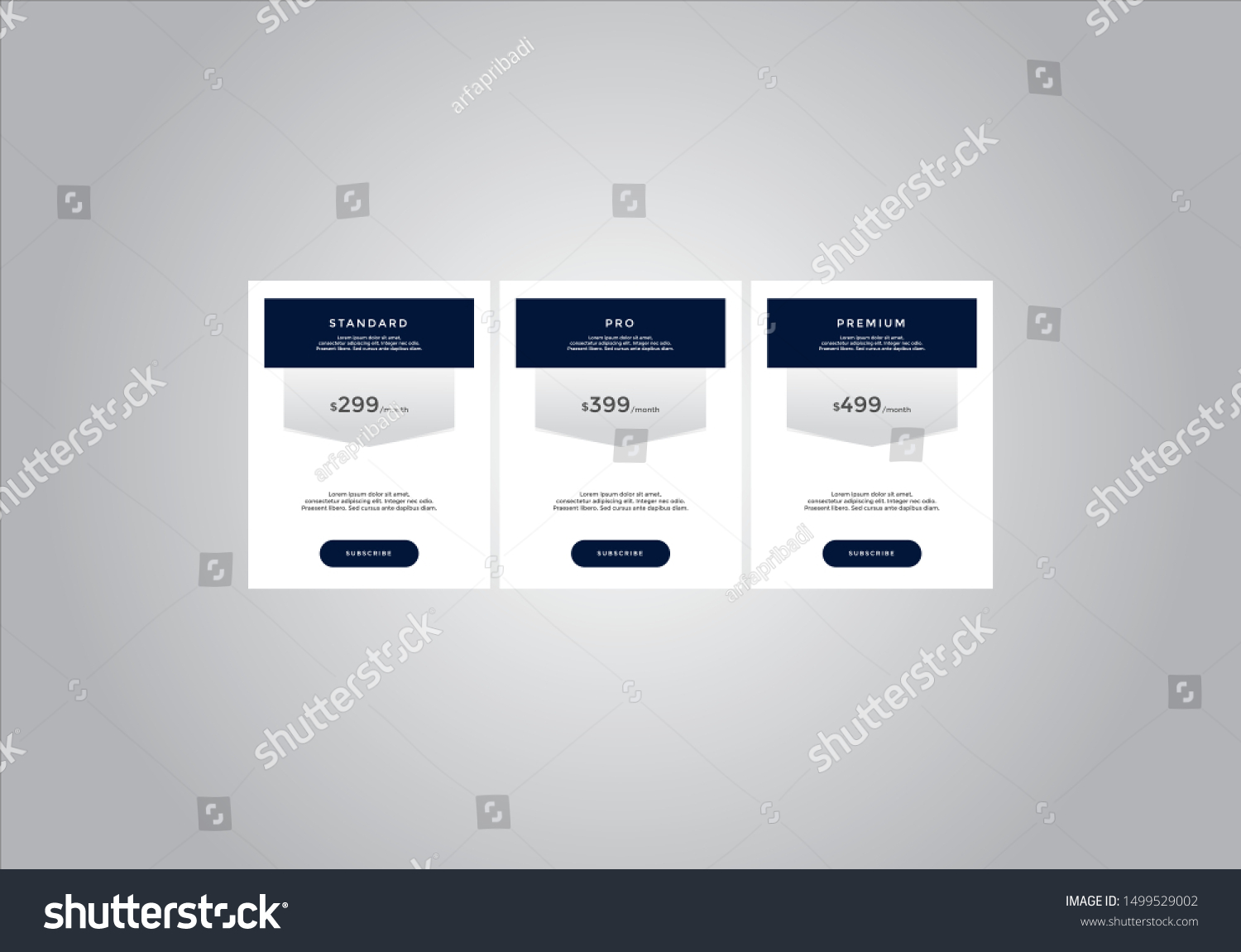 Pricing Table Vector Order Box Button Stock Vector (Royalty Free ...