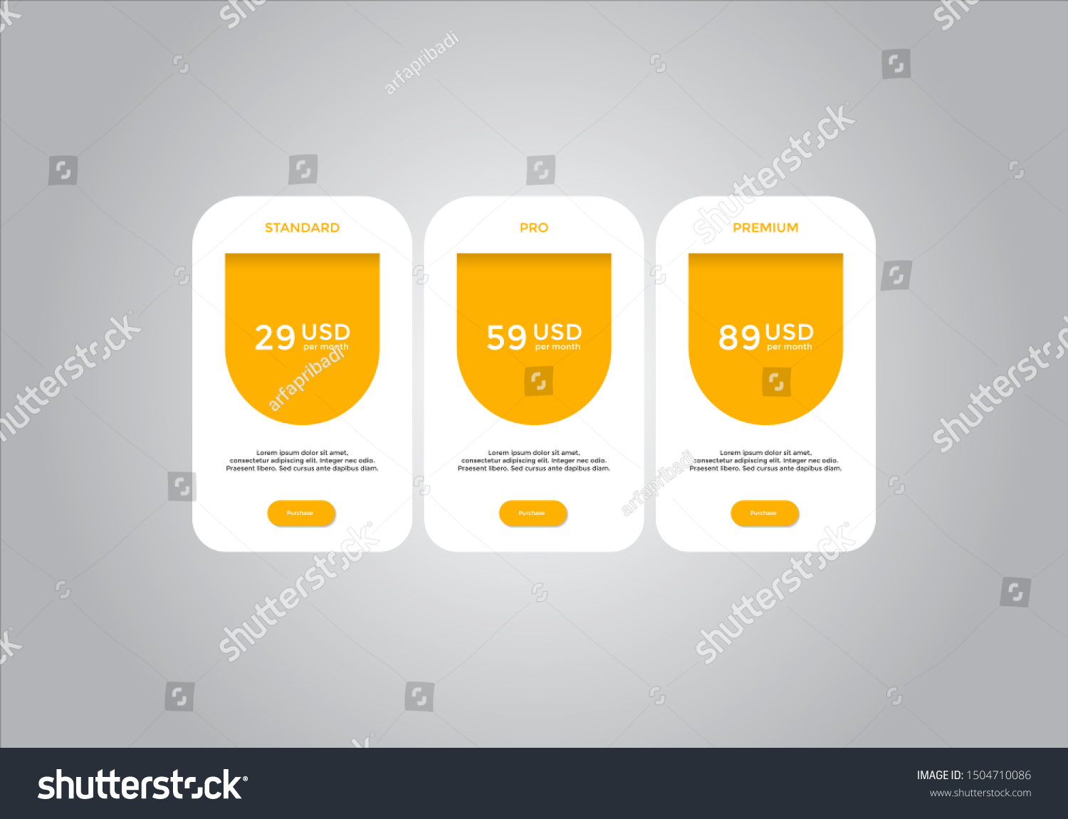 Pricing Table Vector Order Box Button Stock Vector (Royalty Free ...