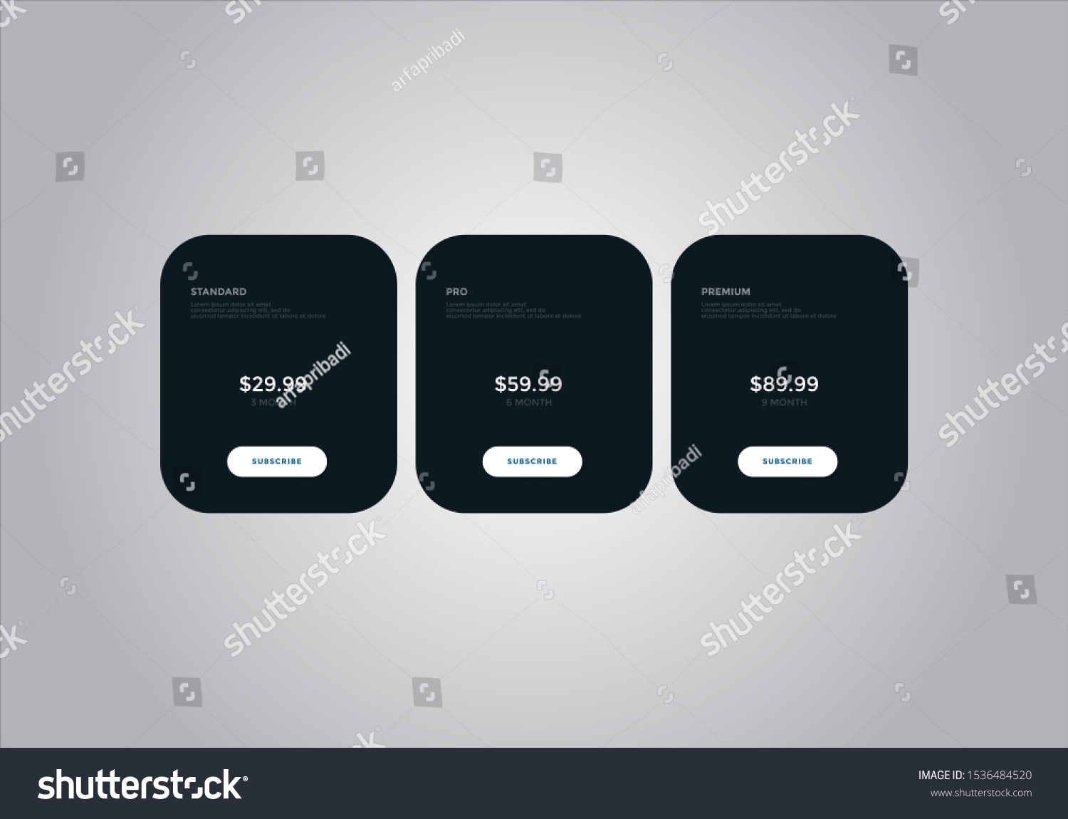 Pricing Table Vector Order Box Button Stock Vector (Royalty Free ...