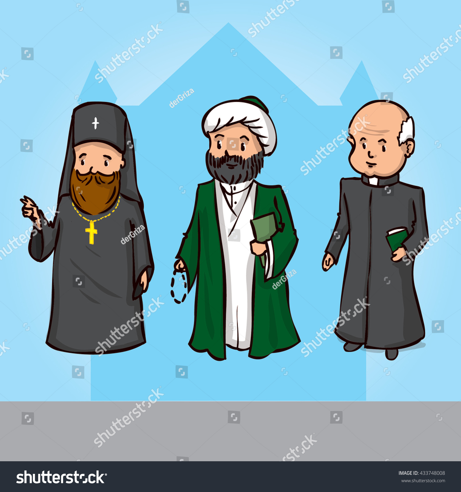 Priests Set Hand Drawn Cartoon Vector Stock Vector (Royalty Free) 433748008