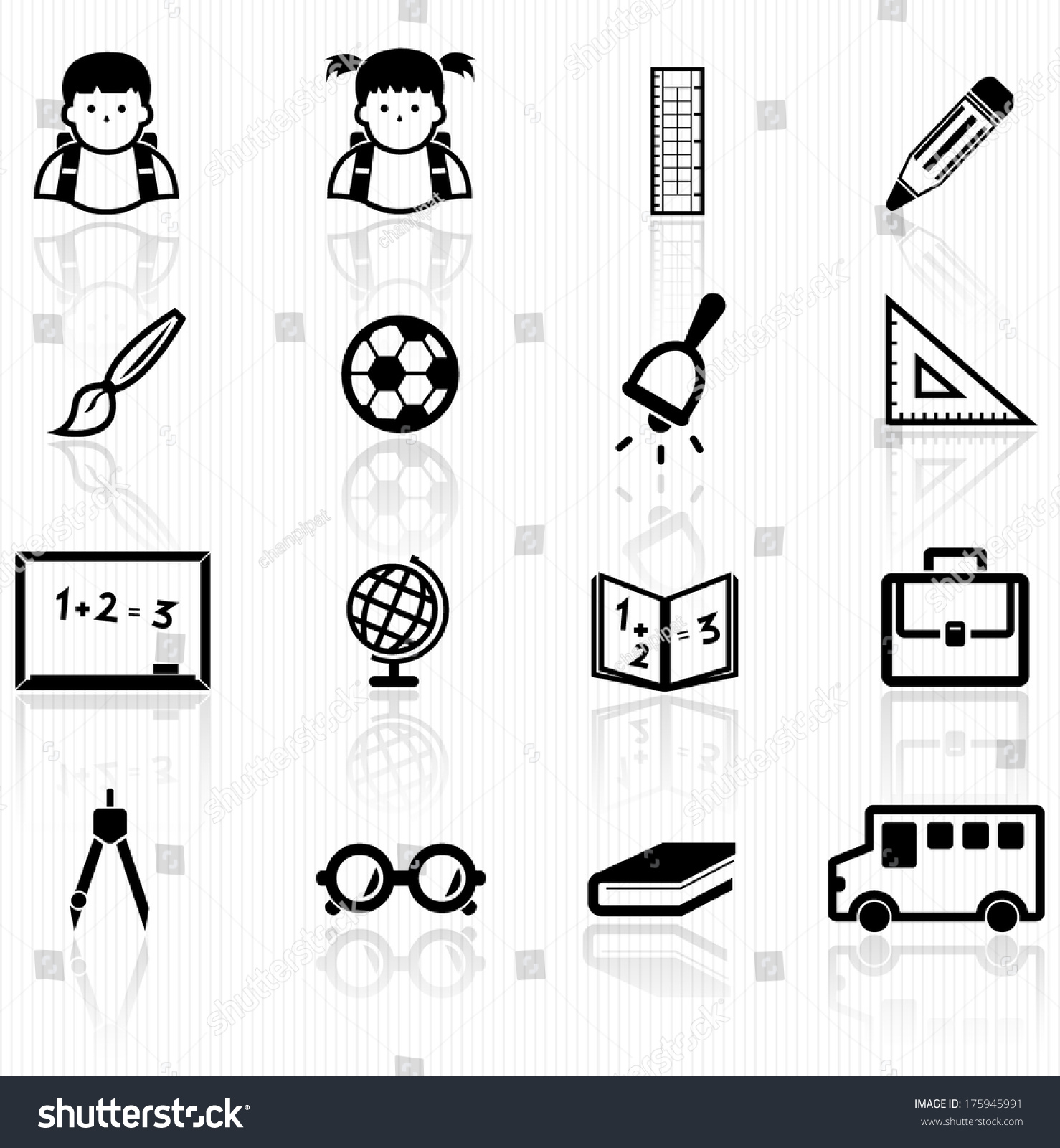 Primary School Icons Stock Vector (Royalty Free) 175945991 | Shutterstock