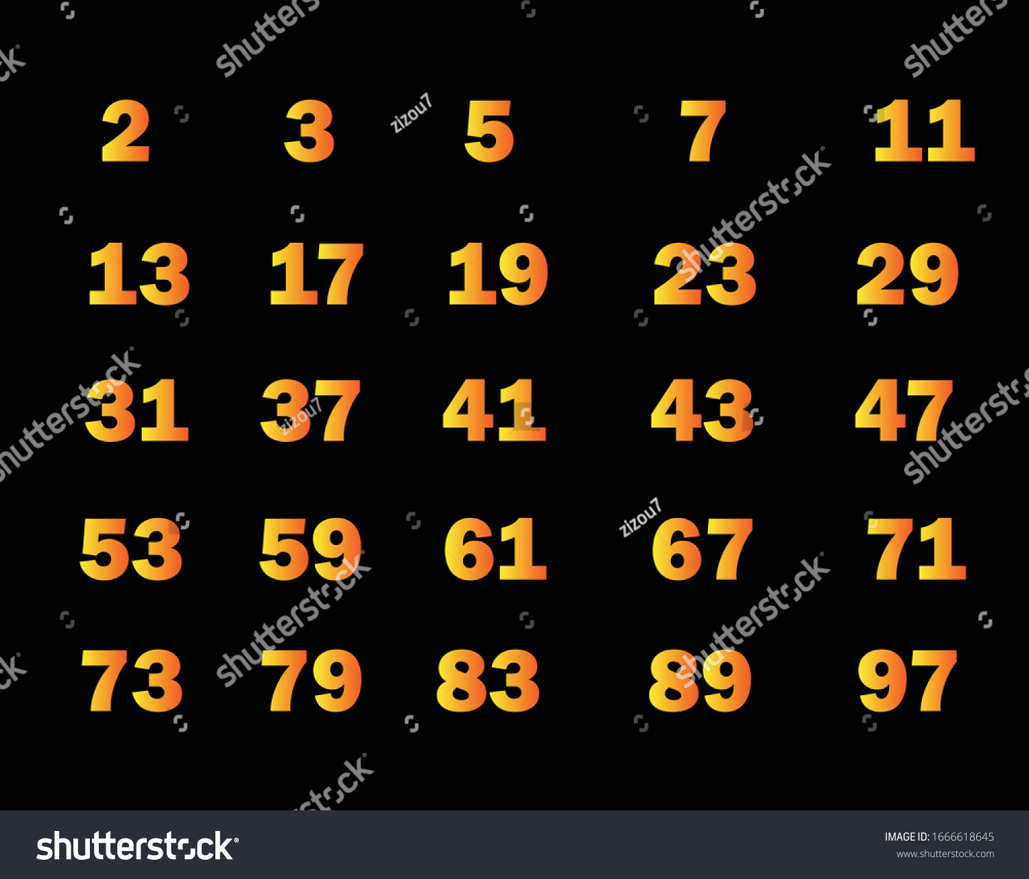 Prime Numbers On Black Background Stock Vector (Royalty Free ...