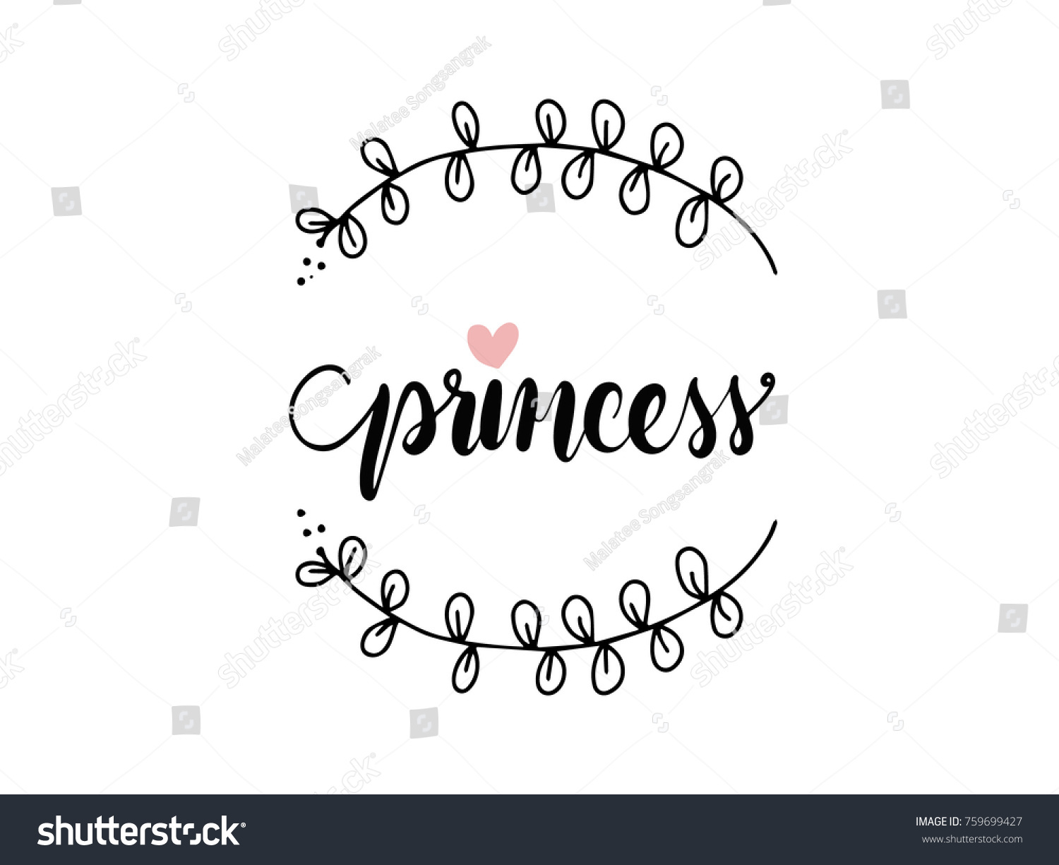 Vektor Stok Princess Calligraphy Hand Lettering Vector (Tanpa Royalti ...