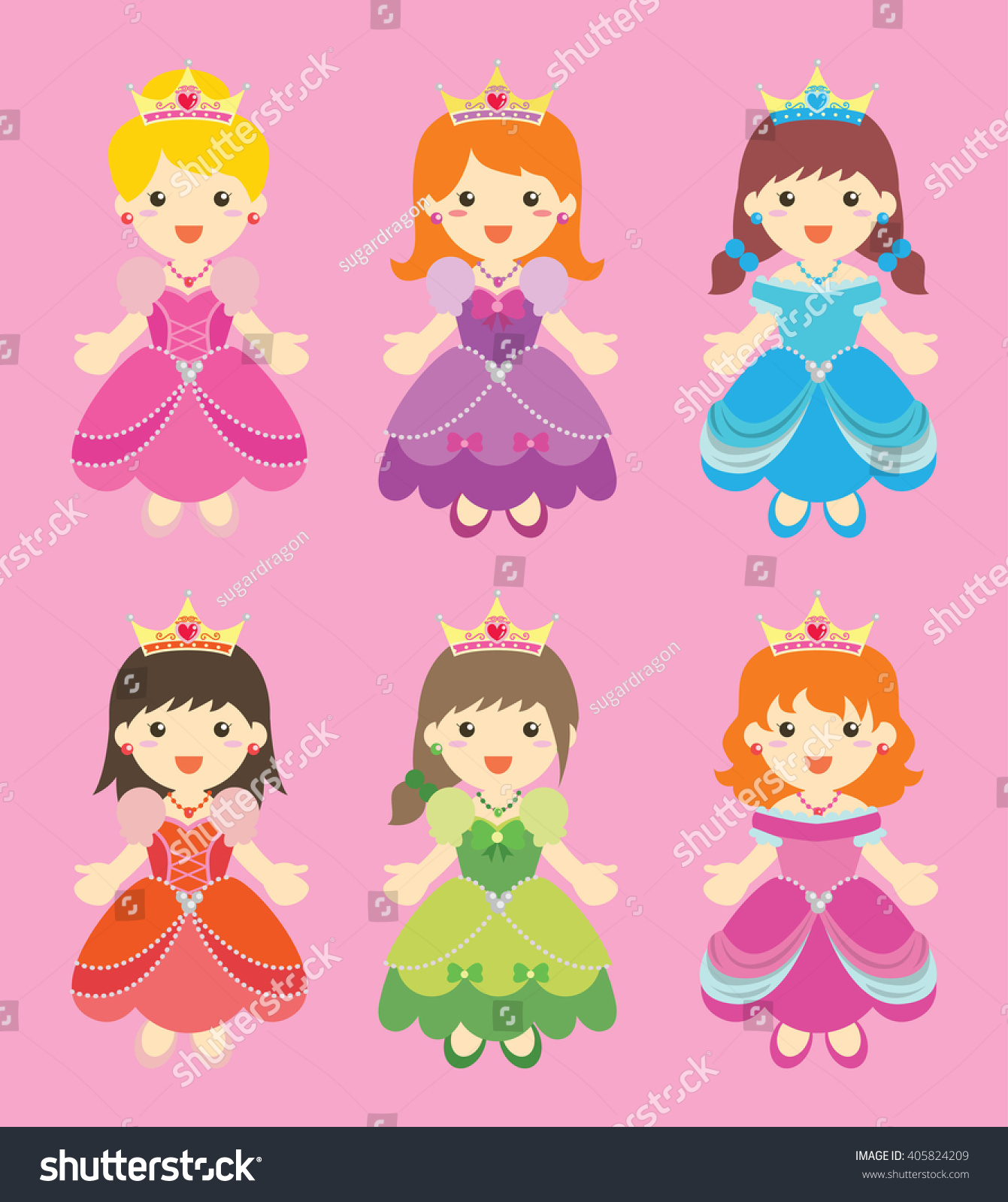Princess Clip Art Vector Stock Vector (Royalty Free) 405824209