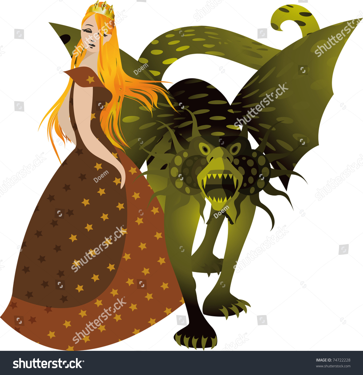 Princess Dragon Stock Vector (Royalty Free) 74722228 | Shutterstock