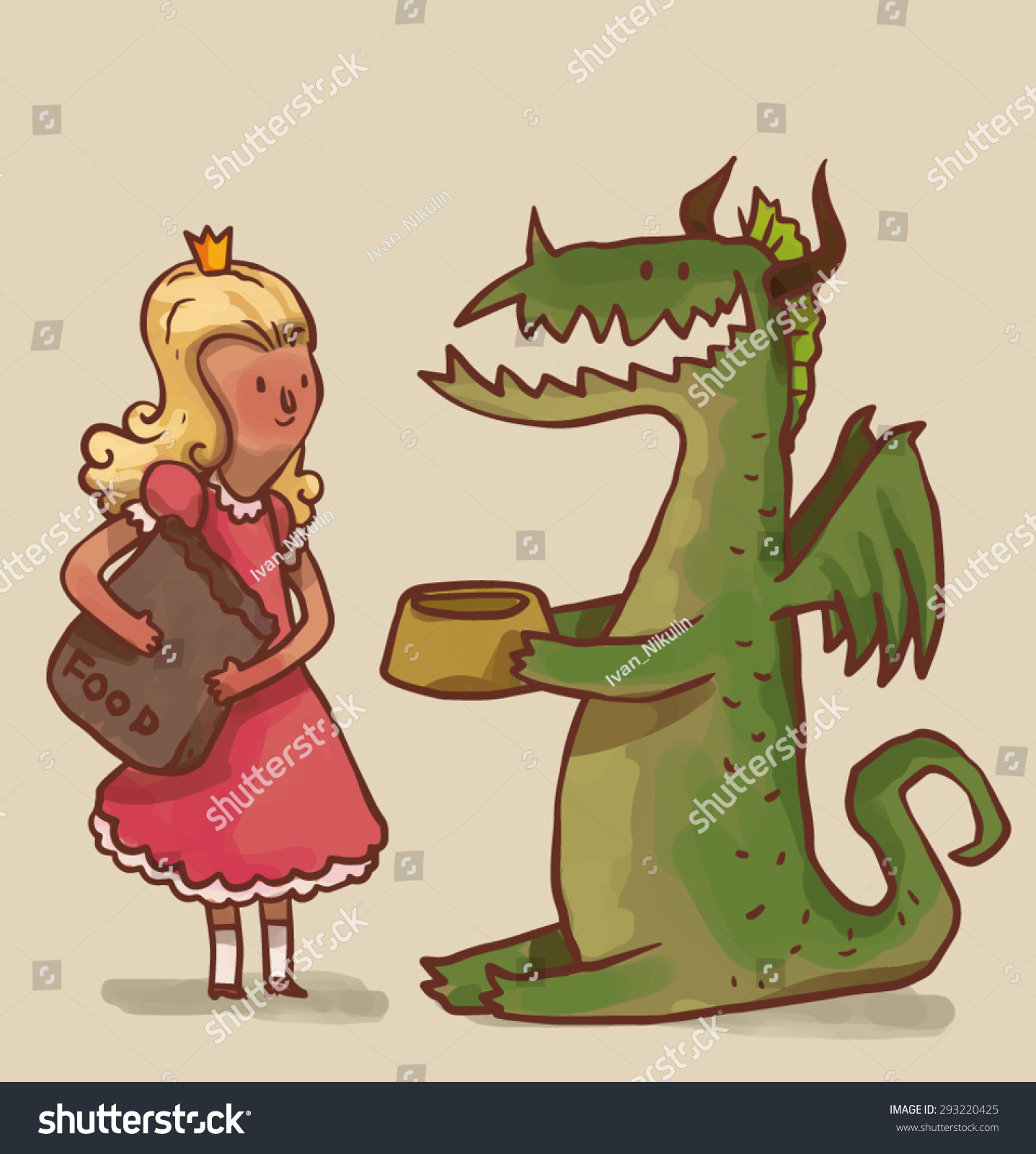 Princess Feed Dragon Vector Stock Vector (Royalty Free) 293220425