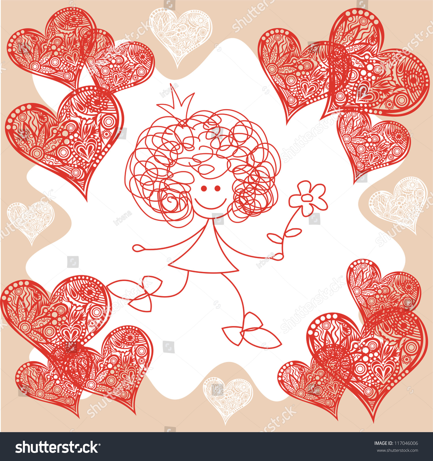 Princess Hearts Pattern Background Vector Illustration Stock Vector ...