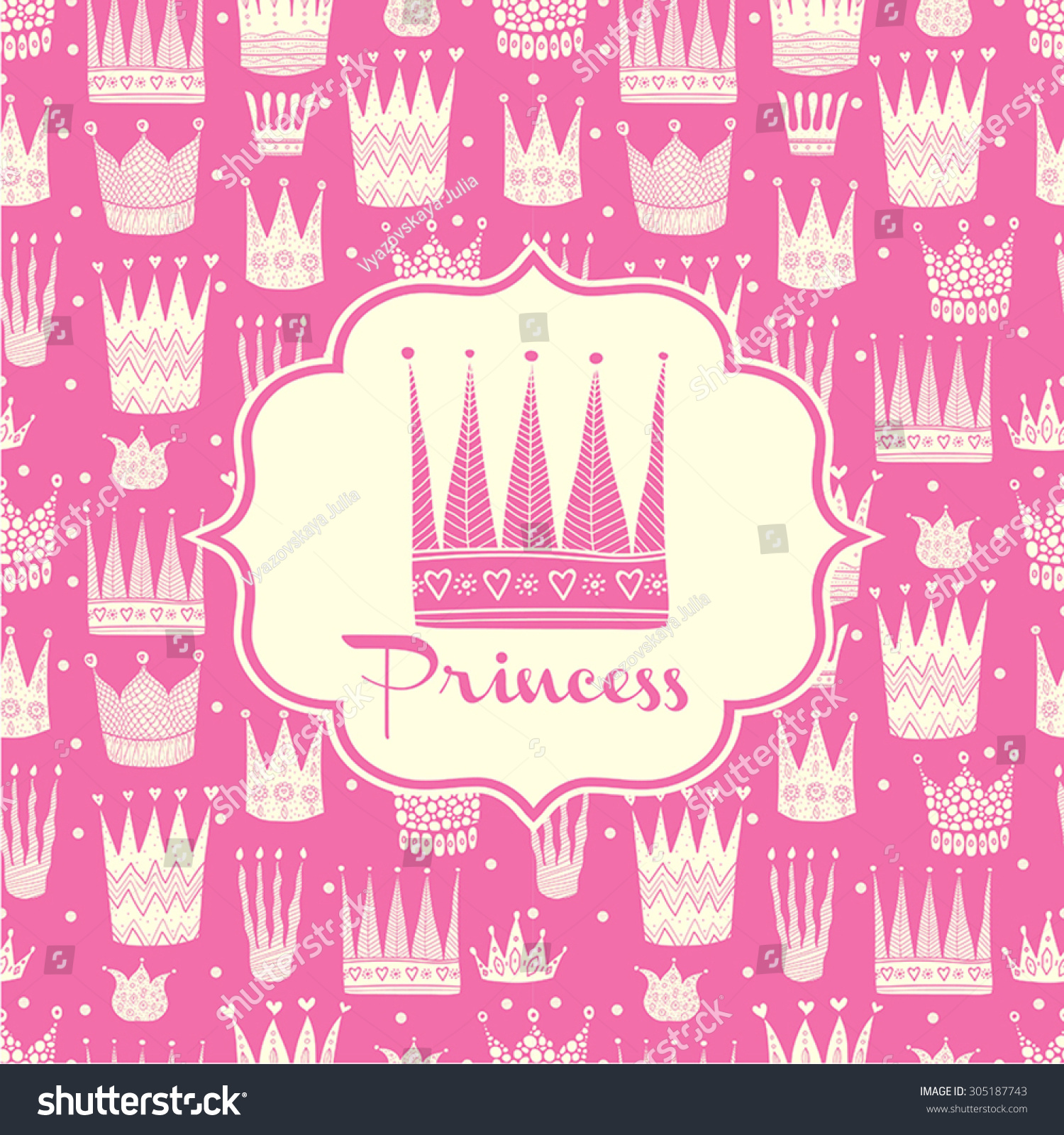 Princess Vector Postcard Pink Vector Postcard Stock Vector (Royalty ...