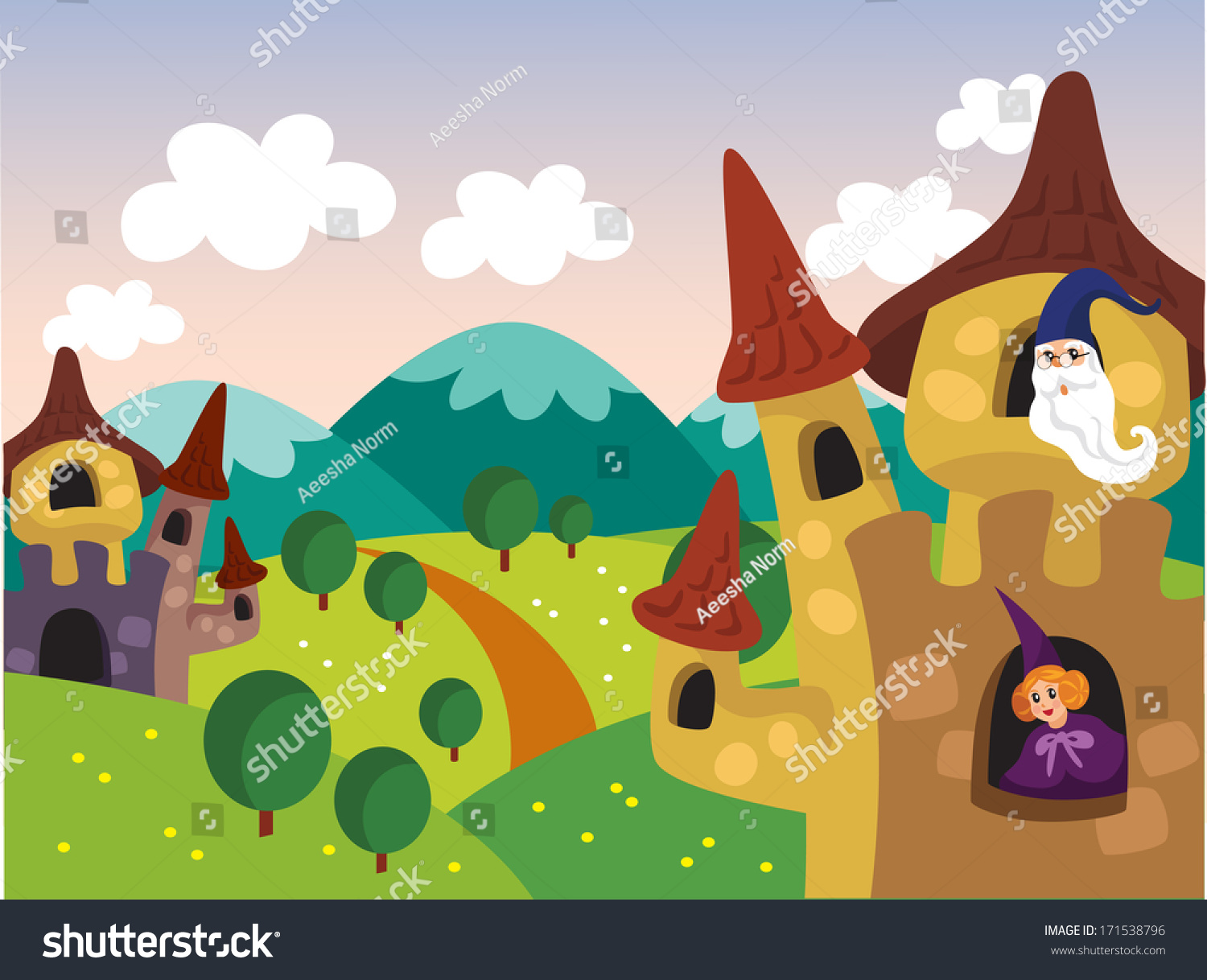 Princess Wizard Castle Stock Vector (Royalty Free) 171538796
