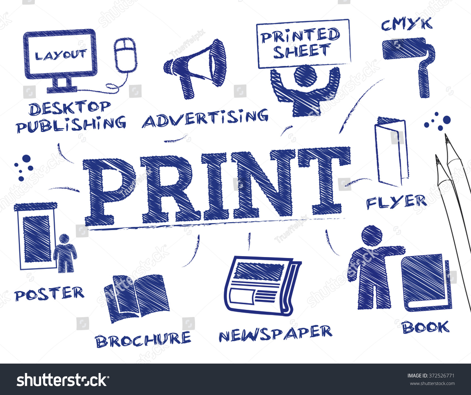 Print Concept Chart Keywords Icons: vetor stock (livre de direitos ... Print Concept Chart Keywords Icons: vetor stock (livre de direitos ...