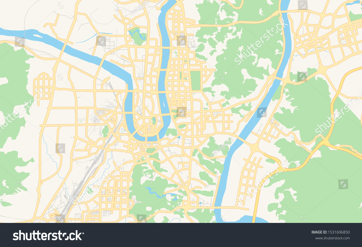 Printable Street Map Liuzhou Province Guangxi Stock Vector Royalty Free 1531696850
