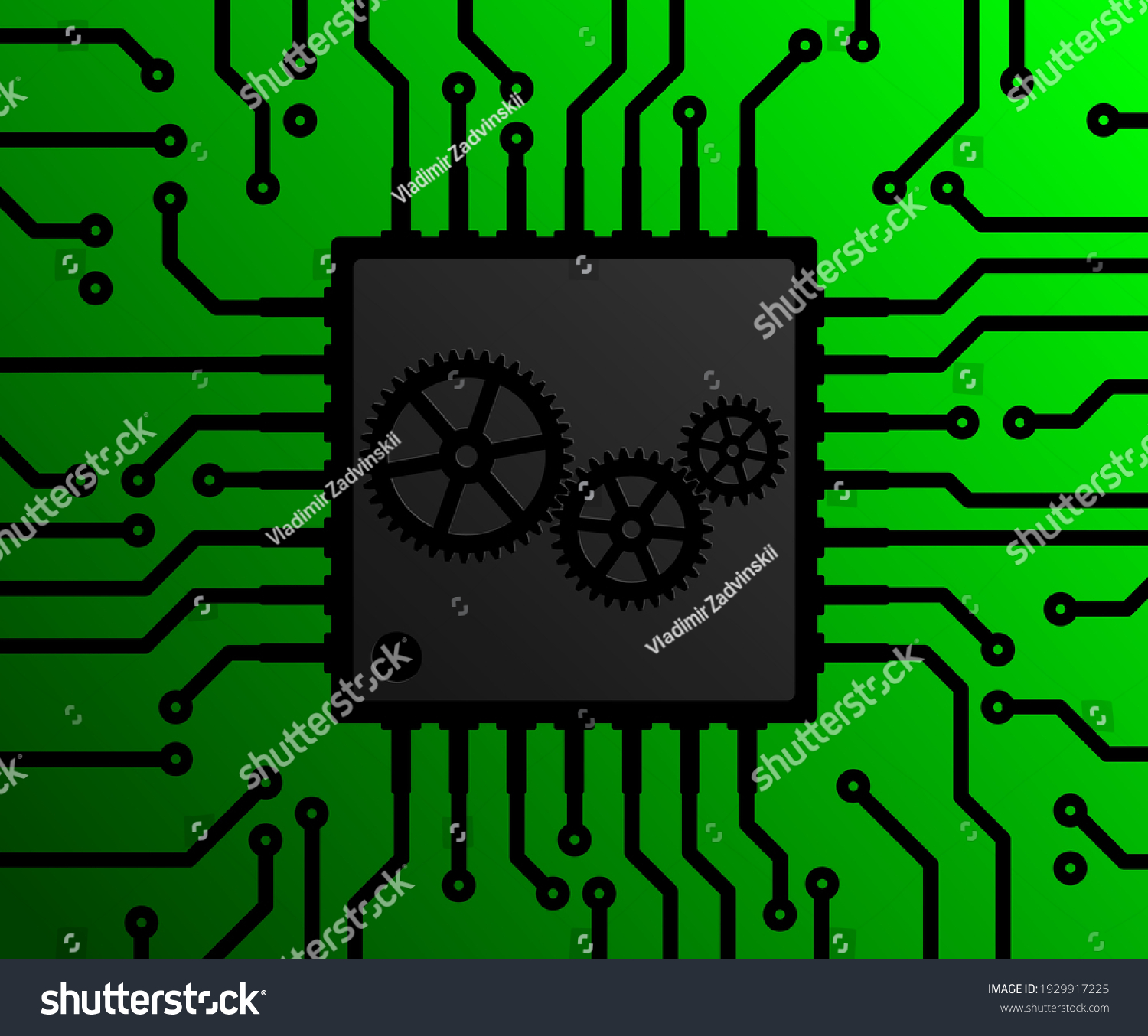Printed Circuit Board Processor Microchip Mechanical Stock Vector ...