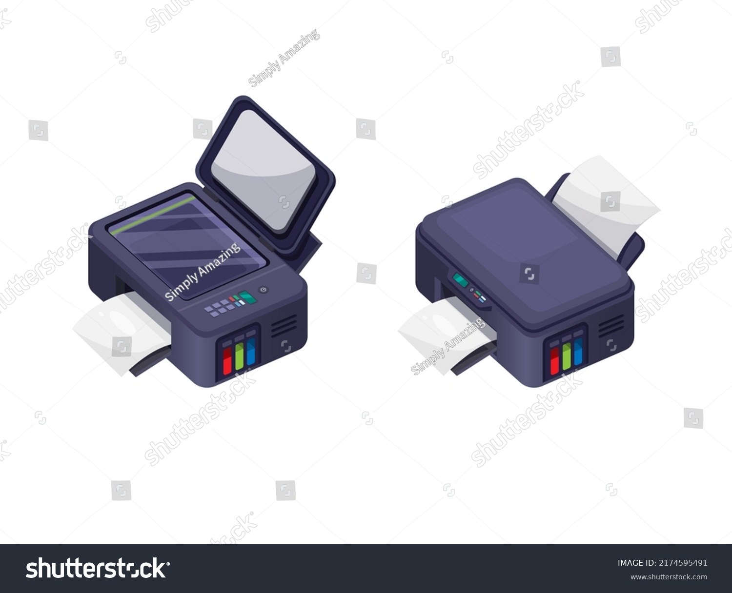 Printer Scanner Symbol Isometric Set Illustration Stock Vector (Royalty ...