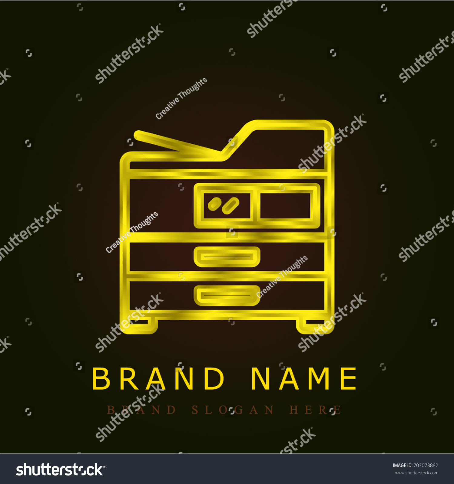 Printer Golden Metallic Logo Stock Vector (Royalty Free) 703078882 ...