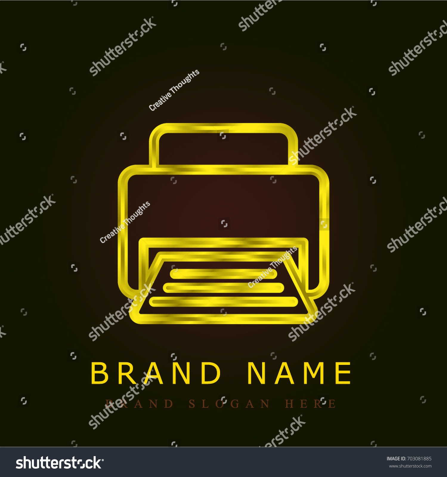 Printer Golden Metallic Logo Stock Vector (Royalty Free) 703081885 ...