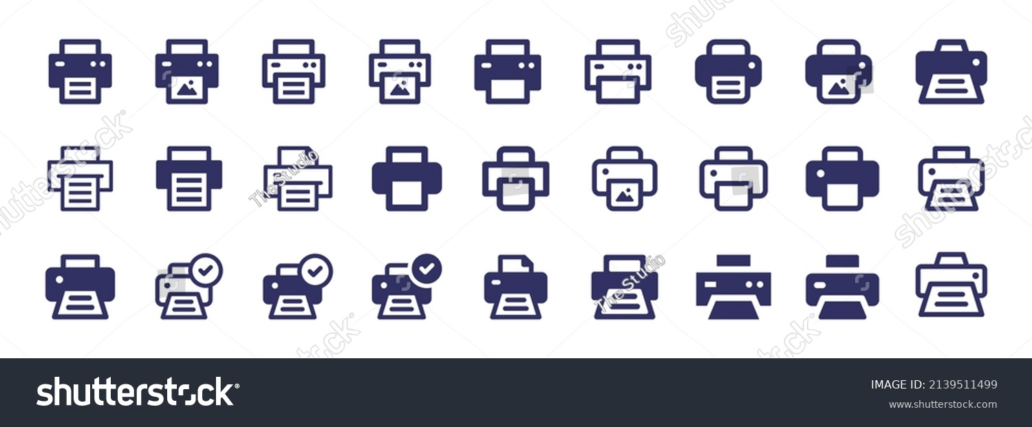 Printer Icon Collection Printing Machine Symbol Stock Vector (Royalty ...