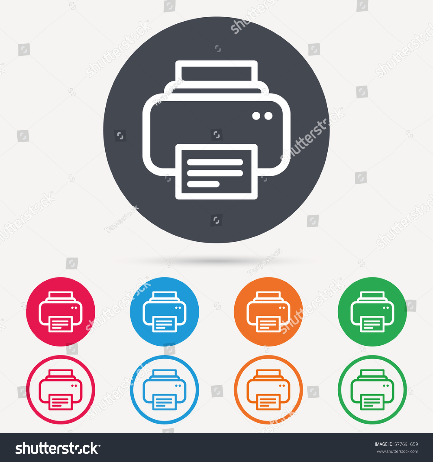 Vektor Stok Printer Icon Print Documents Technology Symbol (Tanpa ...
