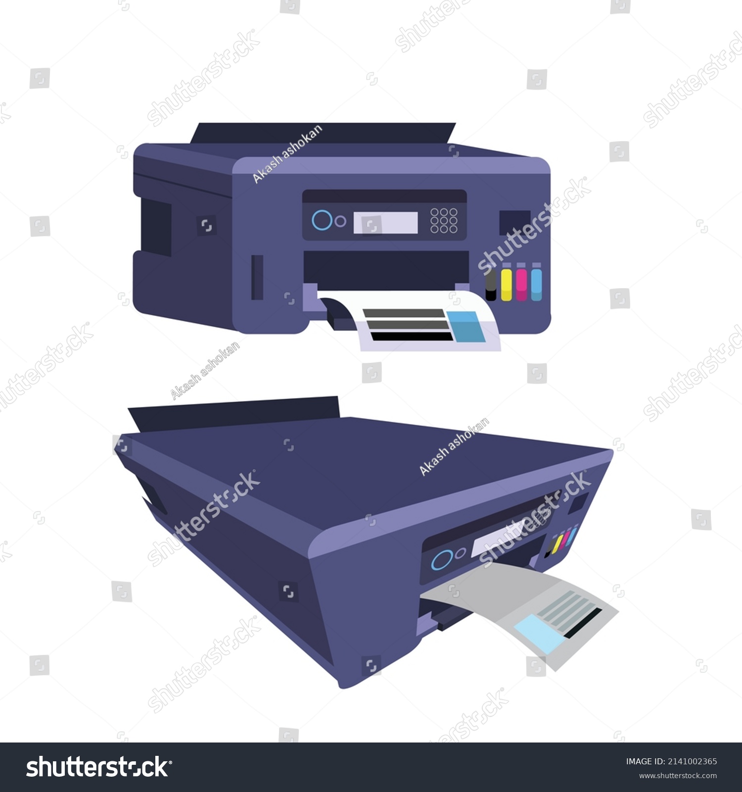 Printer Scanner Machines Technology Office Vector Stock Vector (Royalty ...