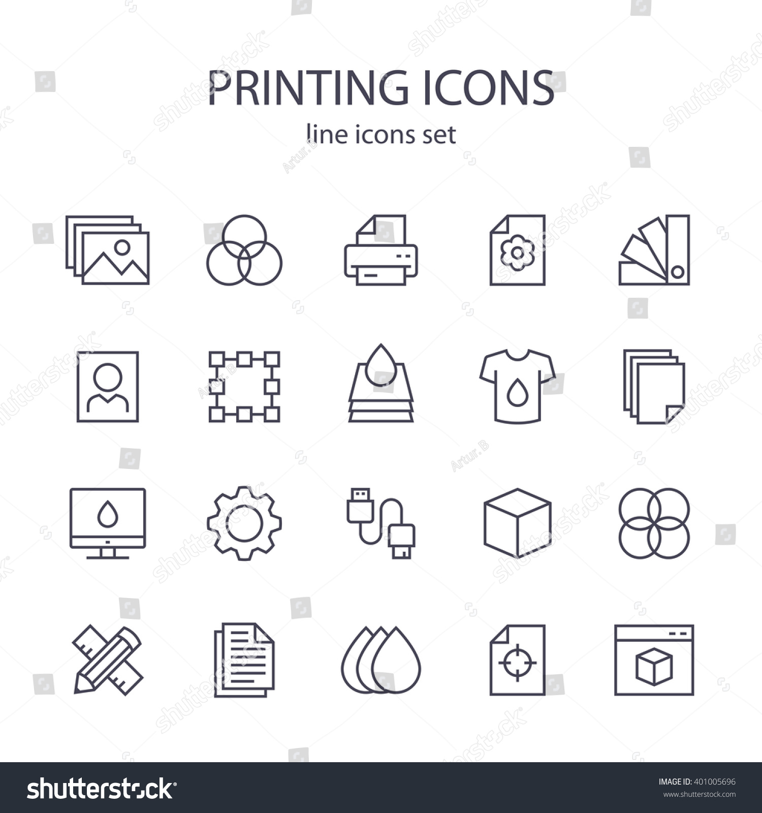 Printing Icons 스톡 벡터(로열티 프리) 401005696 | Shutterstock