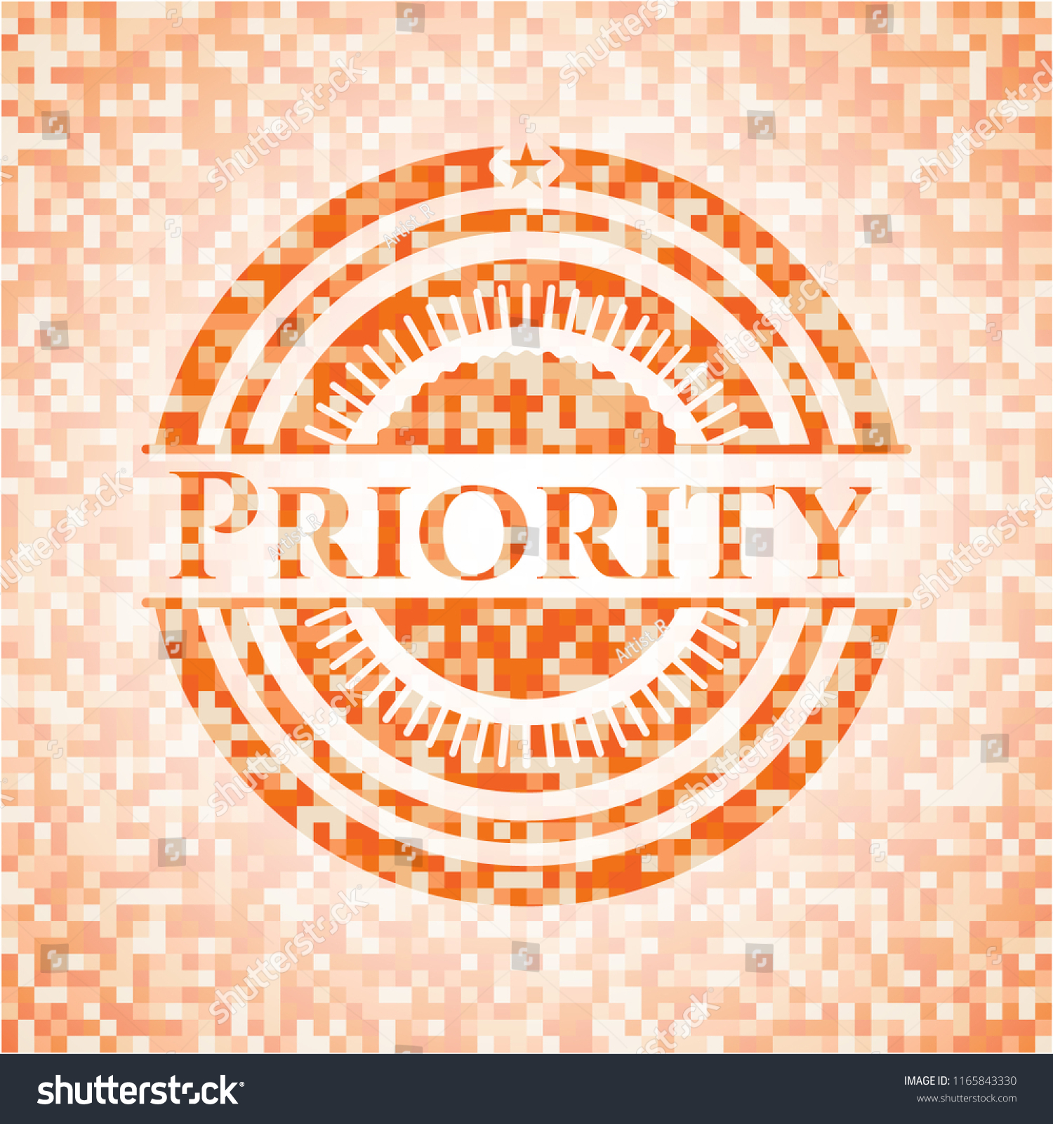 Priority Orange Mosaic Emblem Background Stock Vector (Royalty Free ...