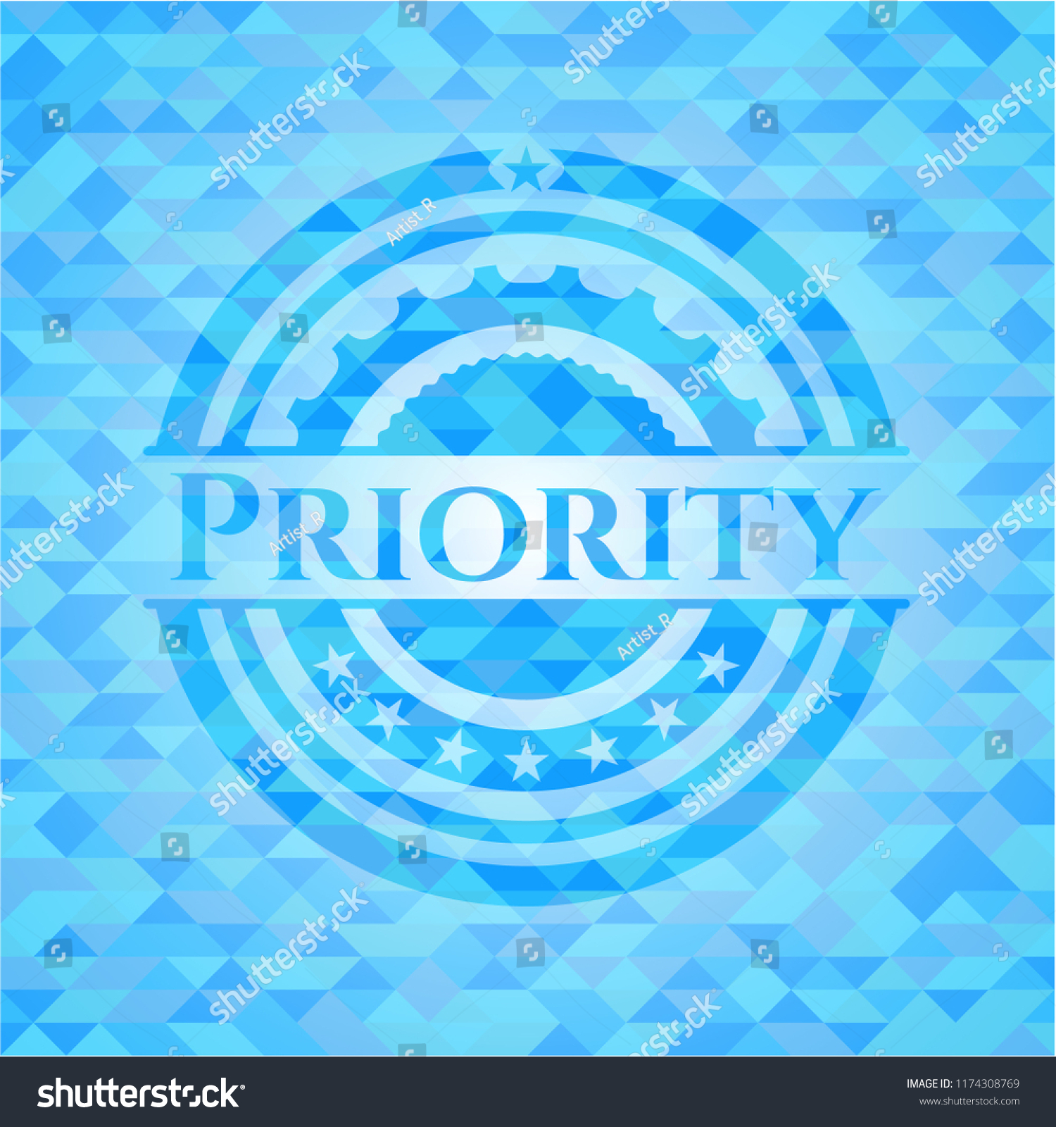 Priority Realistic Light Blue Mosaic Emblem Stock Vector (Royalty Free ...