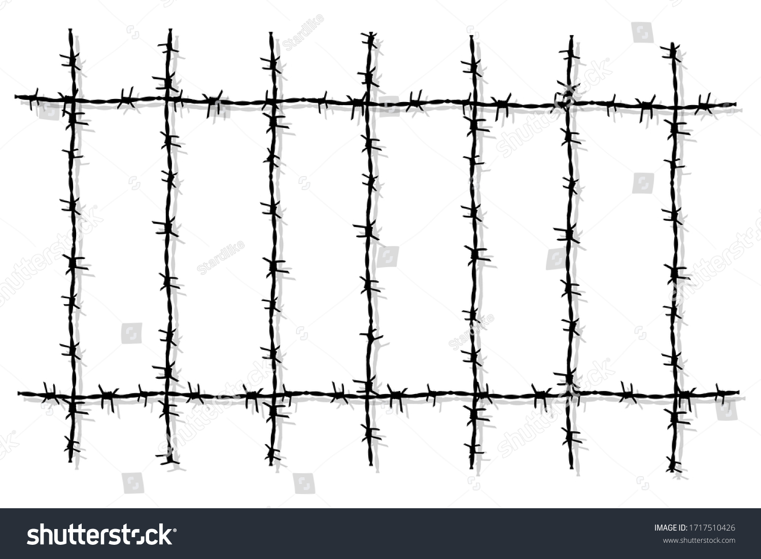Prison Barbed Wire Grill Vector Illustration: เวกเตอร์สต็อก (ปลอดค่า ...