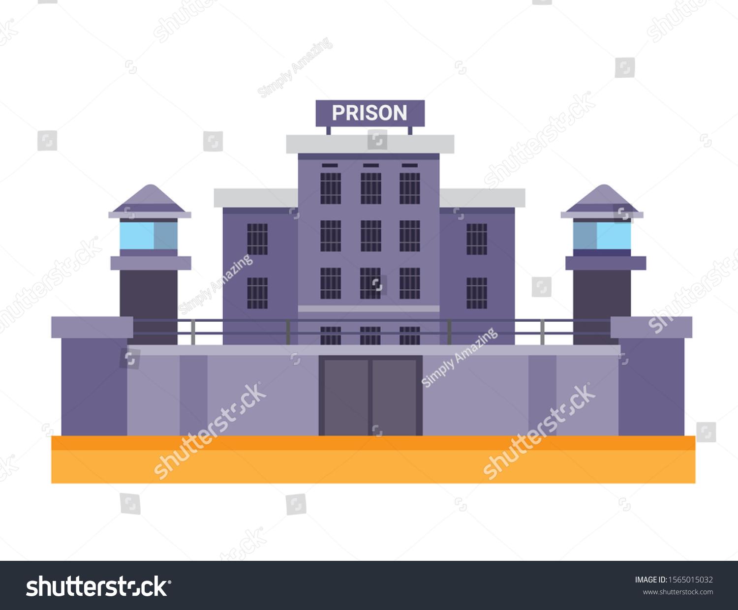 Prison Building Flat Illustration Vector Stock Vector (Royalty Free ...