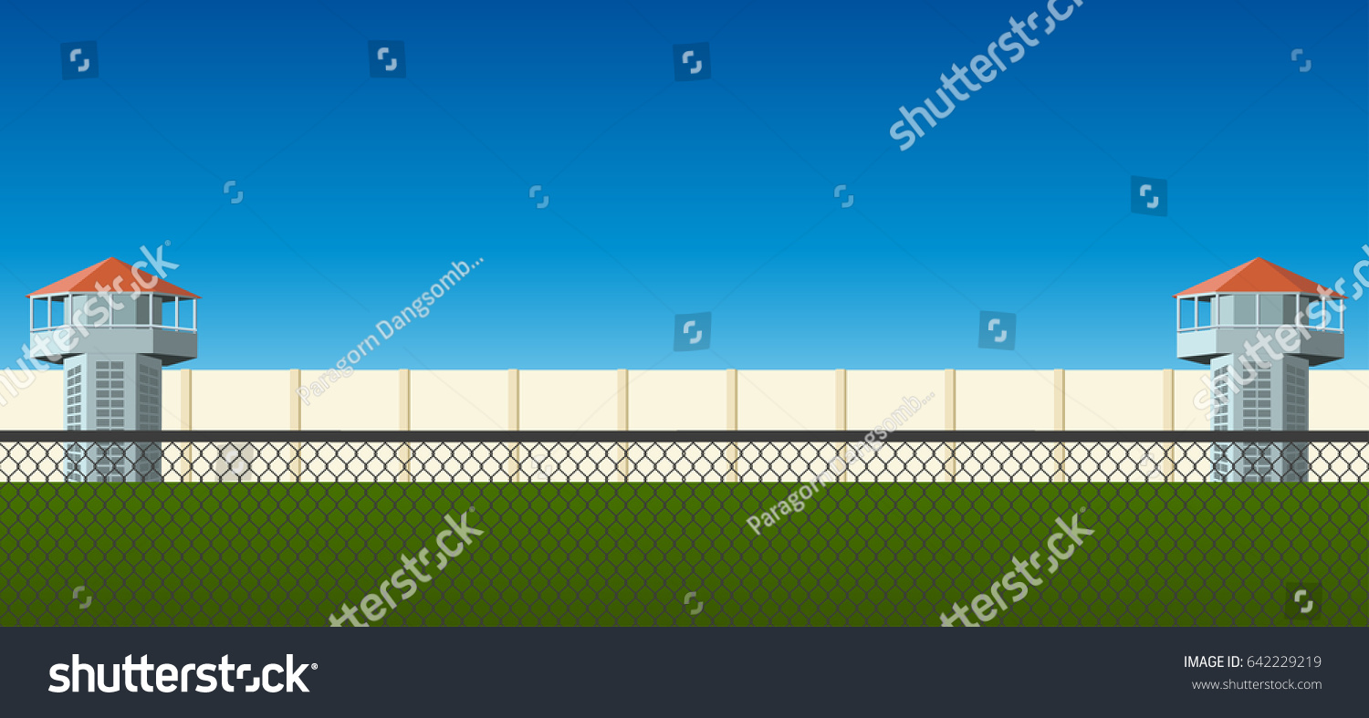 Prison Wall Guard Tower Graphic Vector: เวกเตอร์สต็อก (ปลอดค่าลิขสิทธิ์ ...
