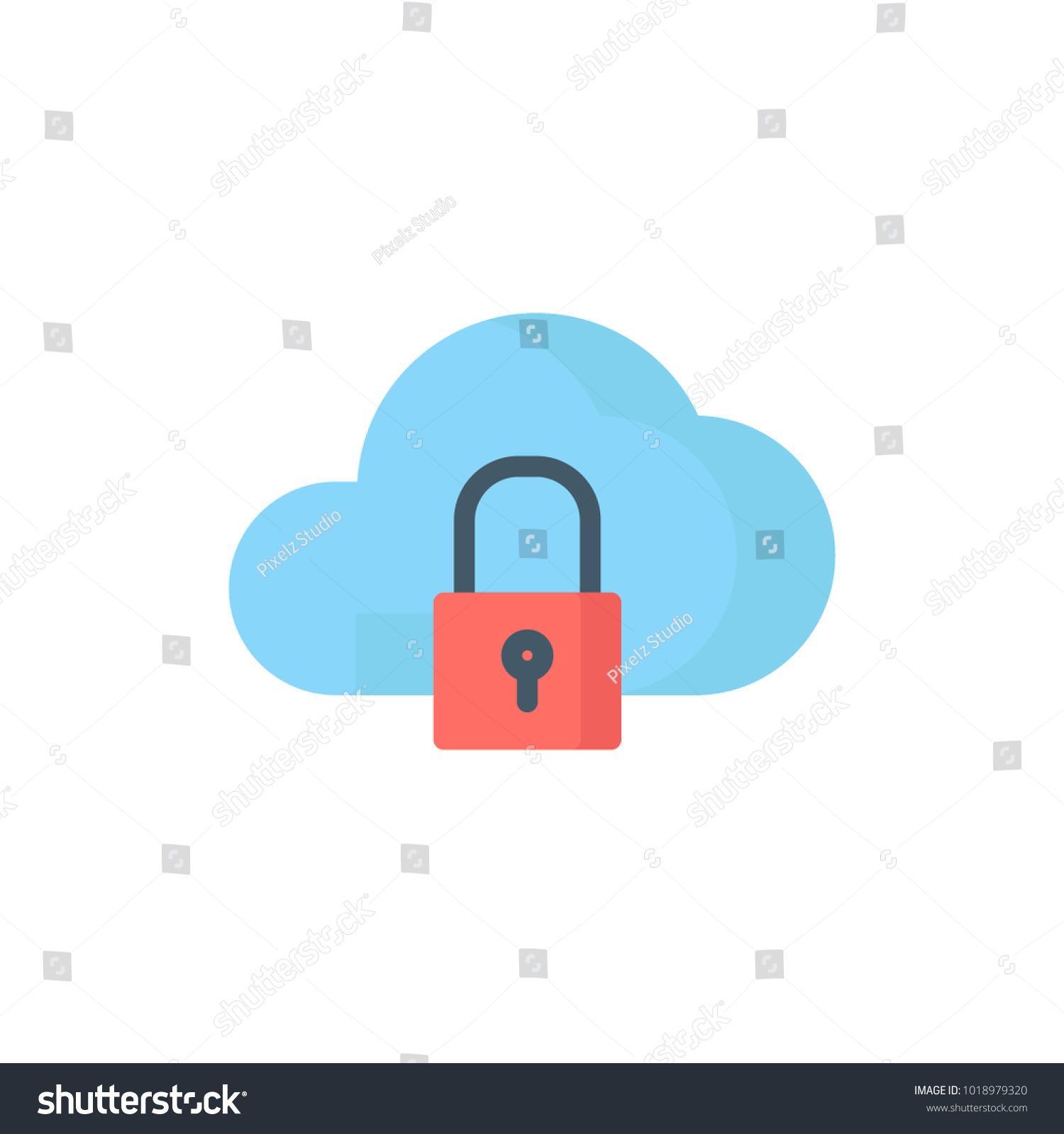 Private Cloud Icon Flat Icon Vector Stock Vector (Royalty Free) 1018979320