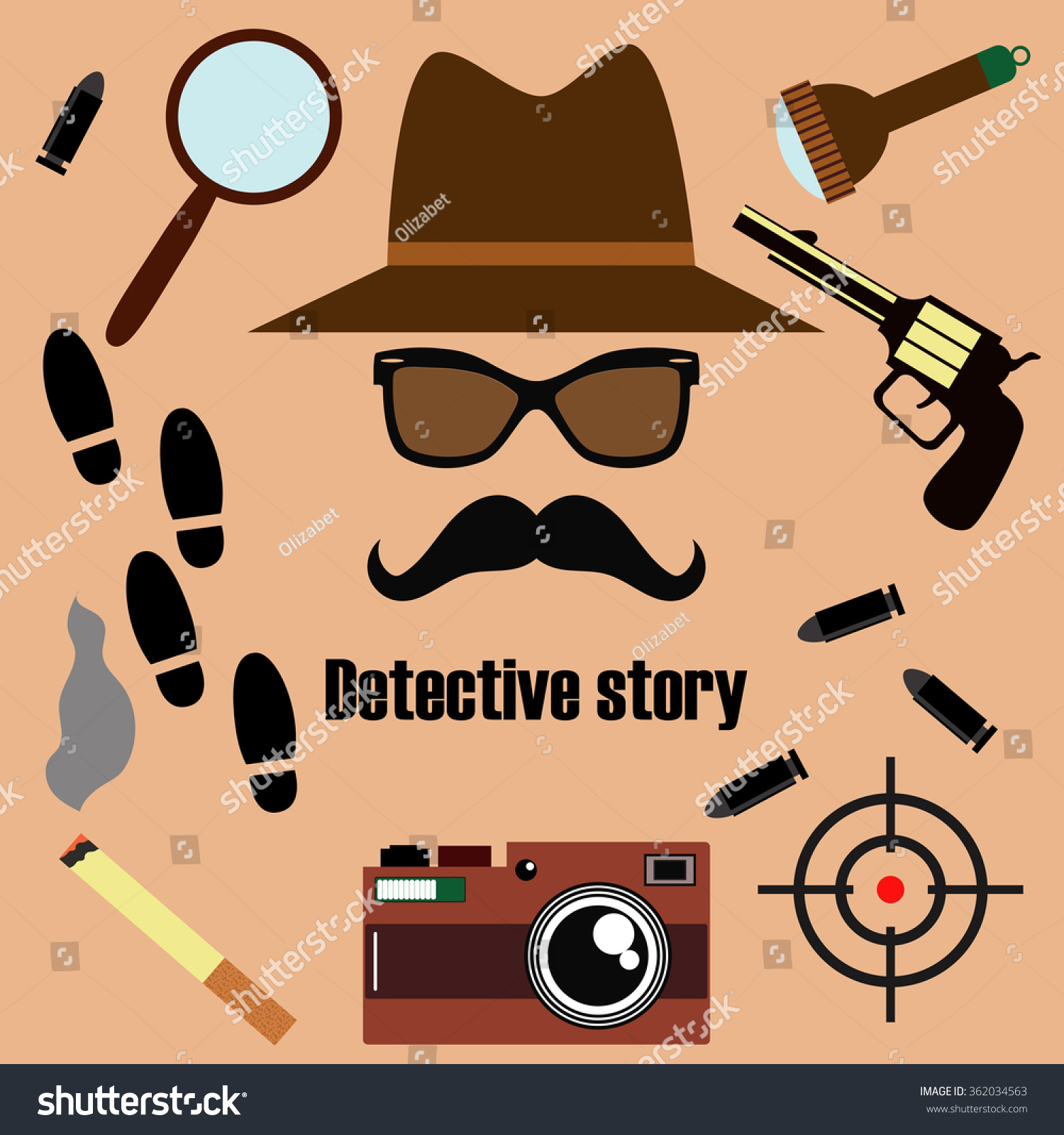 Private Detective Vector Set Isolated Flat: vetor stock (livre de ...
