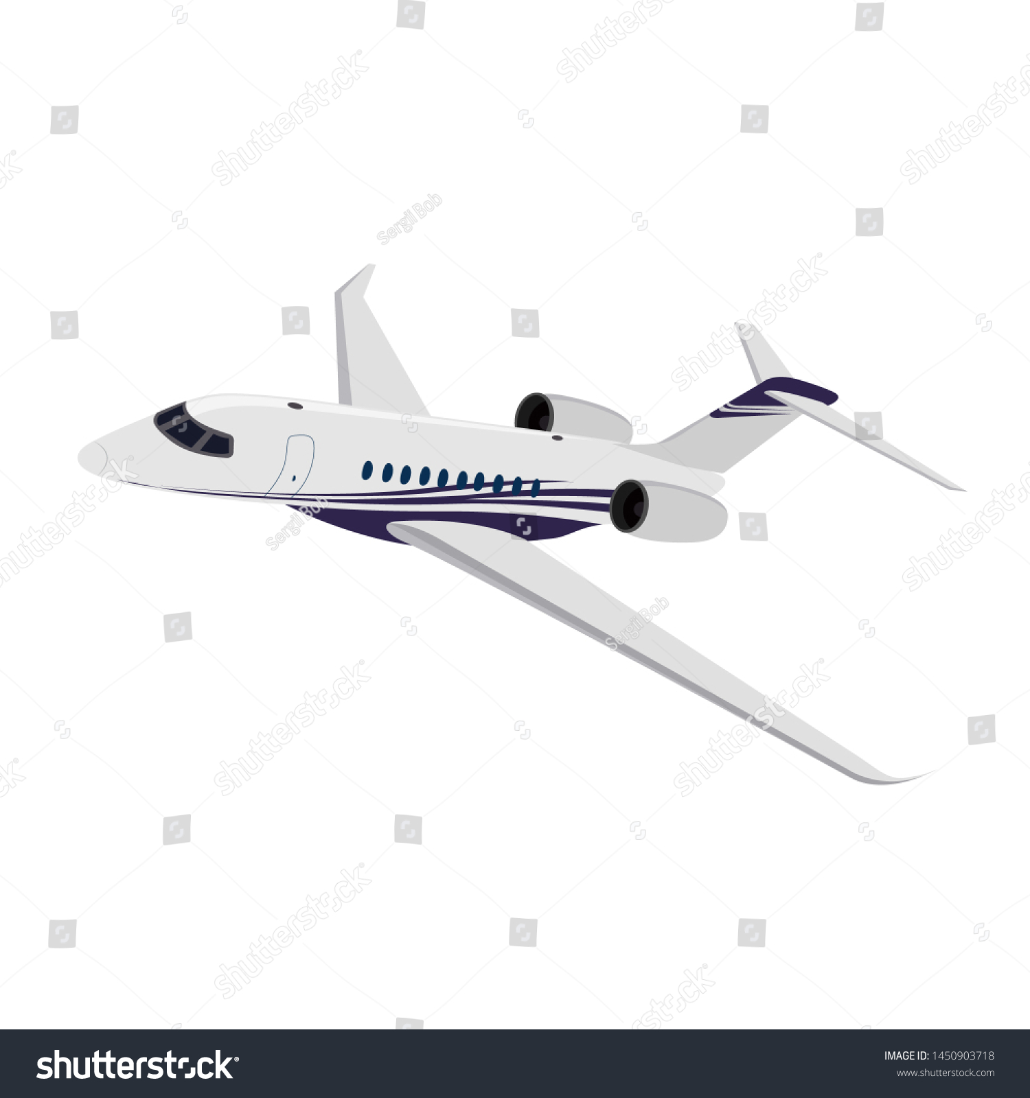 Vektor Stok Private Jet Side View Vector Illustration (Tanpa Royalti ...