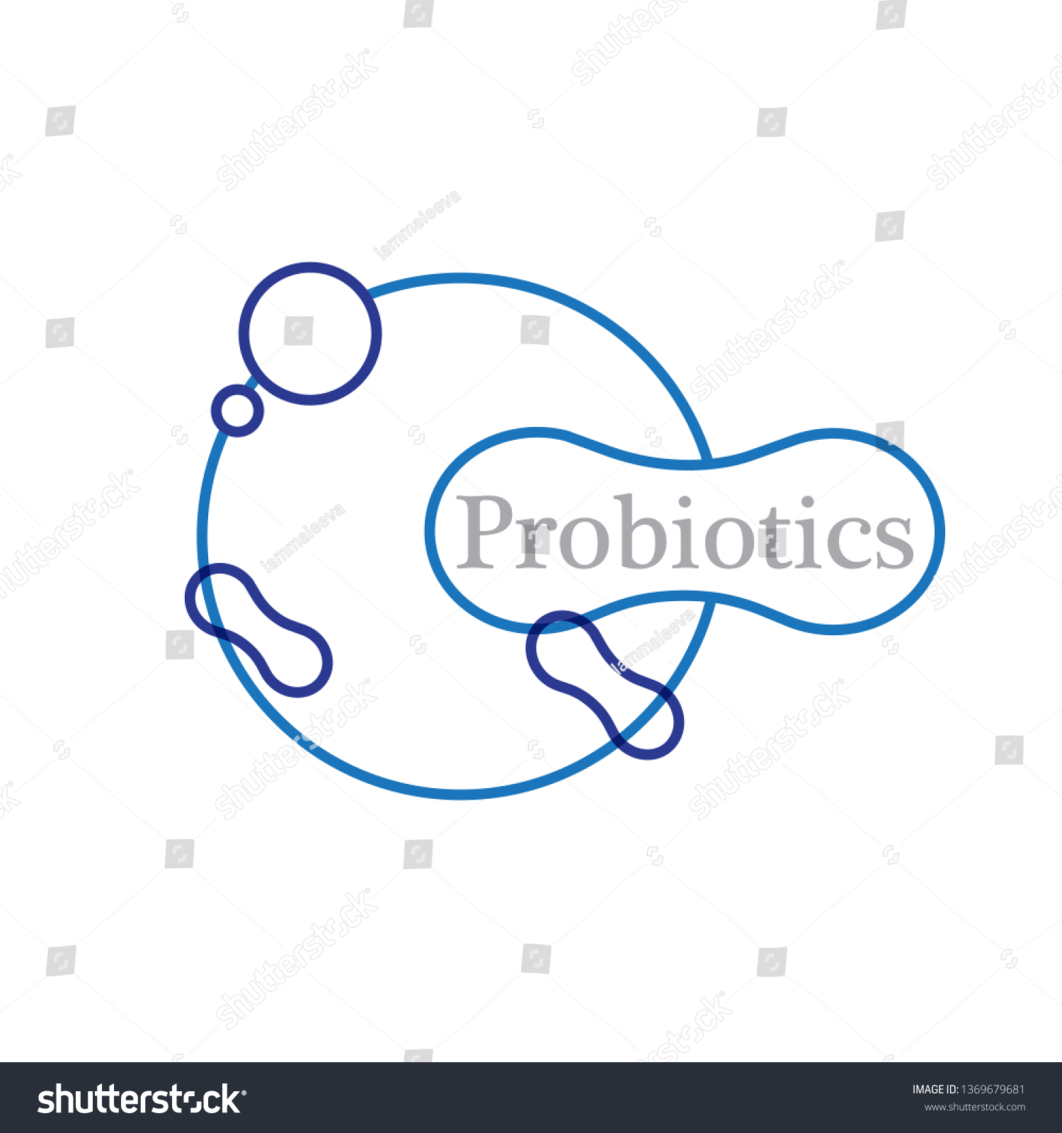 Probiotics Bacteria Vector Logo Prebiotic Lactobacillus Stock Vector