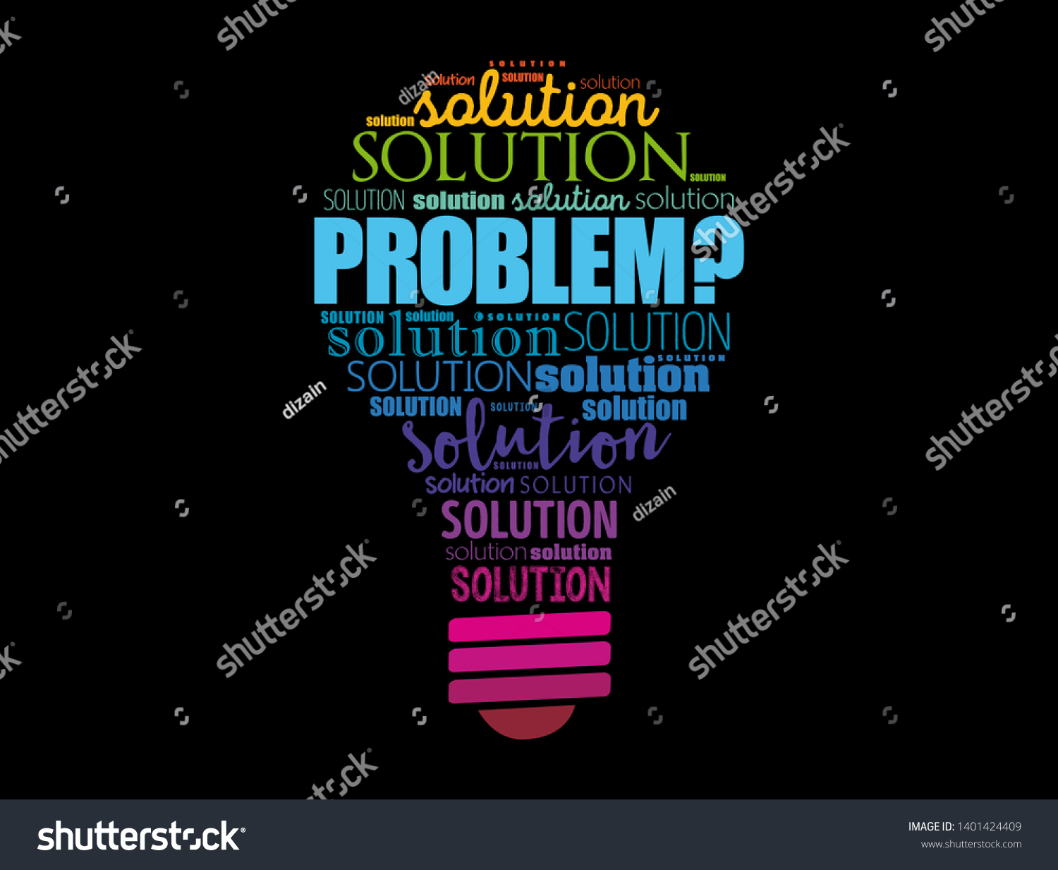 Problem Solution Light Bulb Word Cloud Stock Vector (Royalty Free ...