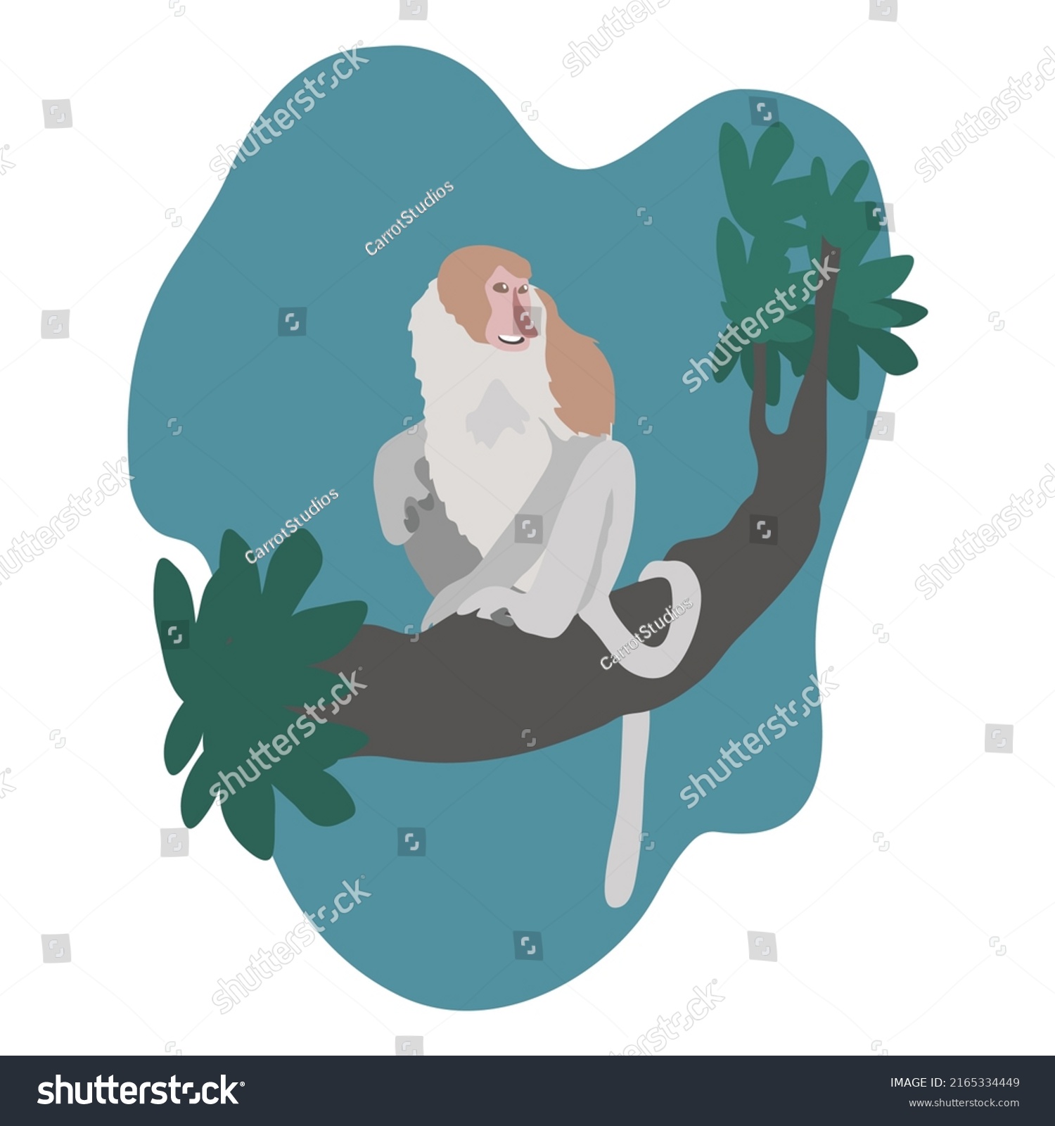 Proboscis Monkey Long Nose Monkey Illustration Stock Vector (Royalty ...