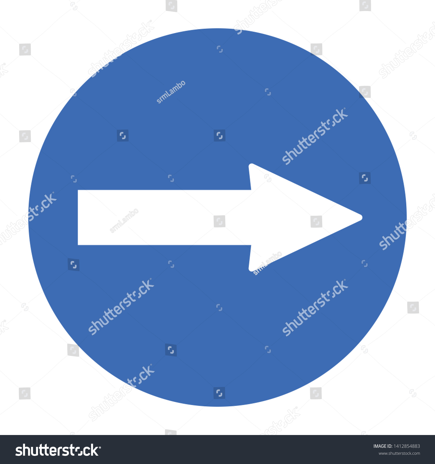 Proceed Straight Only Road Sign Stock Vector (Royalty Free) 1412854883