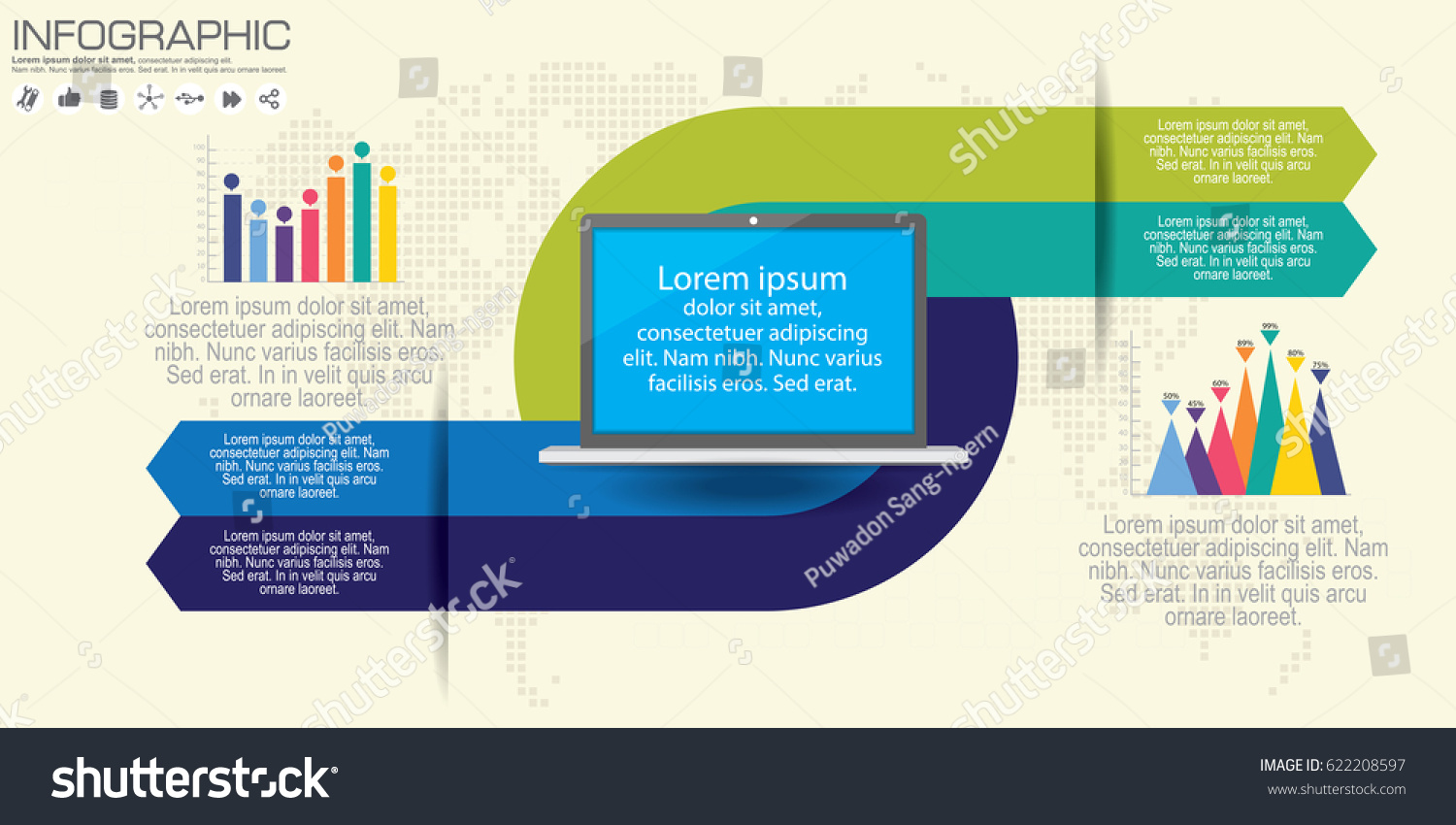 Process Arrow Diagram Template Stock Vector (Royalty Free) 622208597