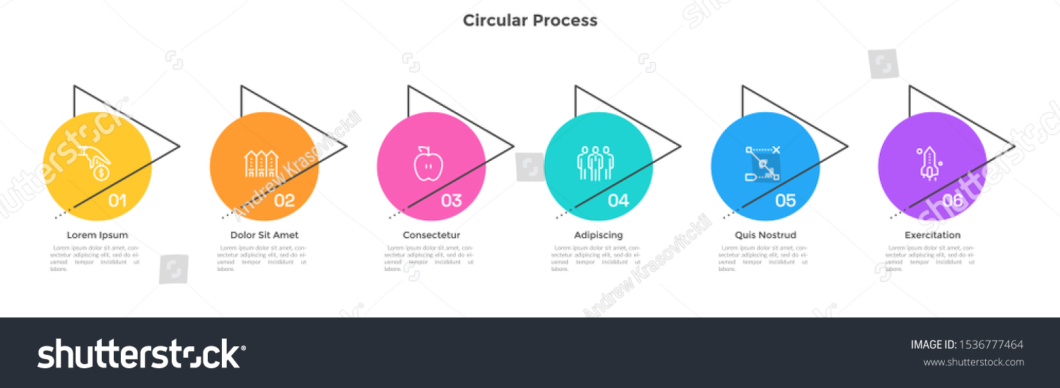 Process Chart 6 Circular Elements Placed: เวกเตอร์สต็อก (ปลอดค่า ...
