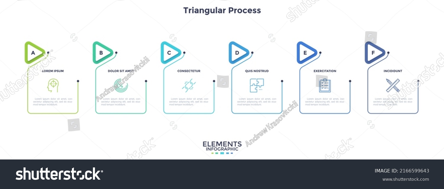 Process Chart Six Rectangular Elements Pointers Stock Vector (Royalty ...