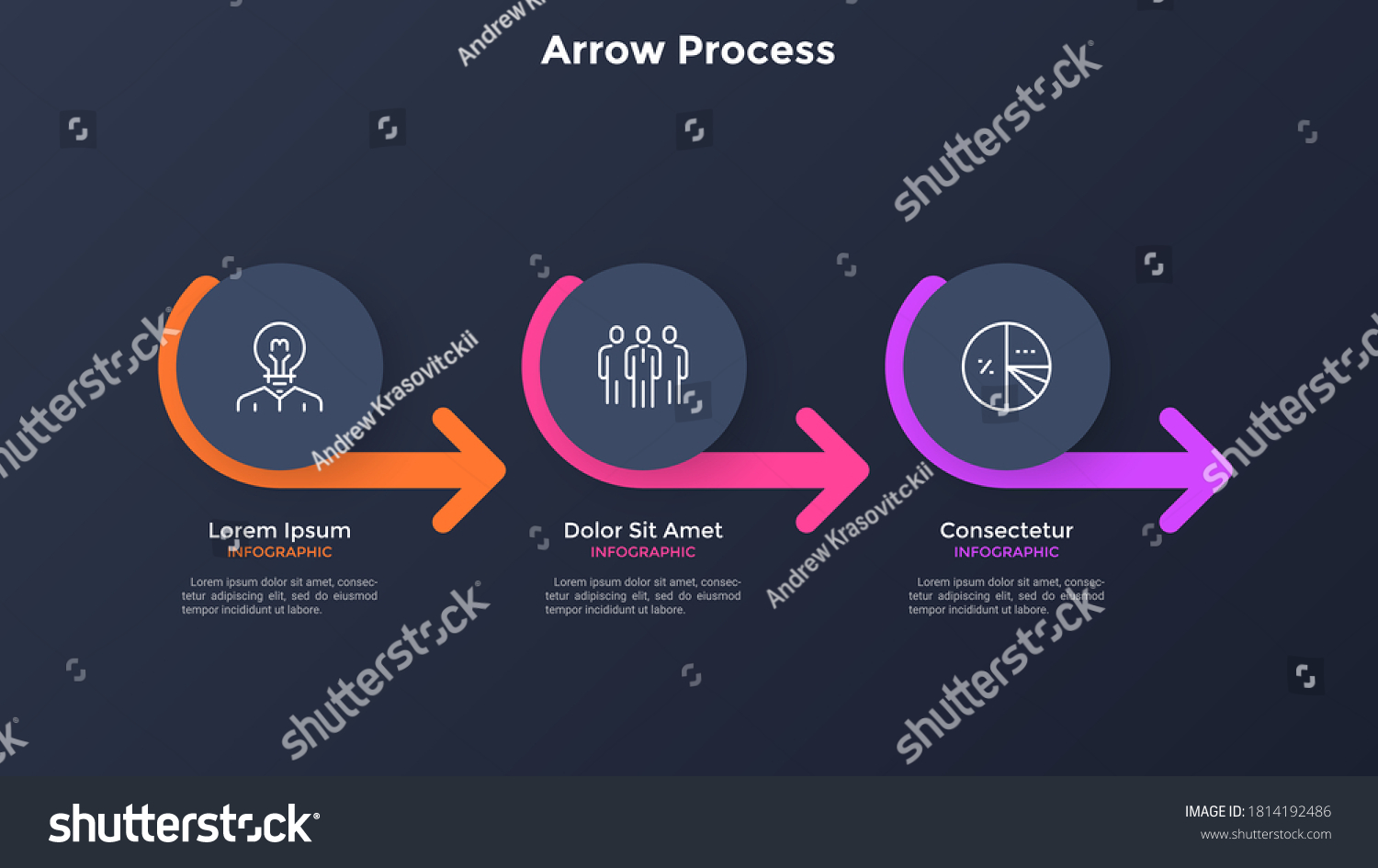 Process Chart Three Paper Black Round Stock Vector (Royalty Free ...