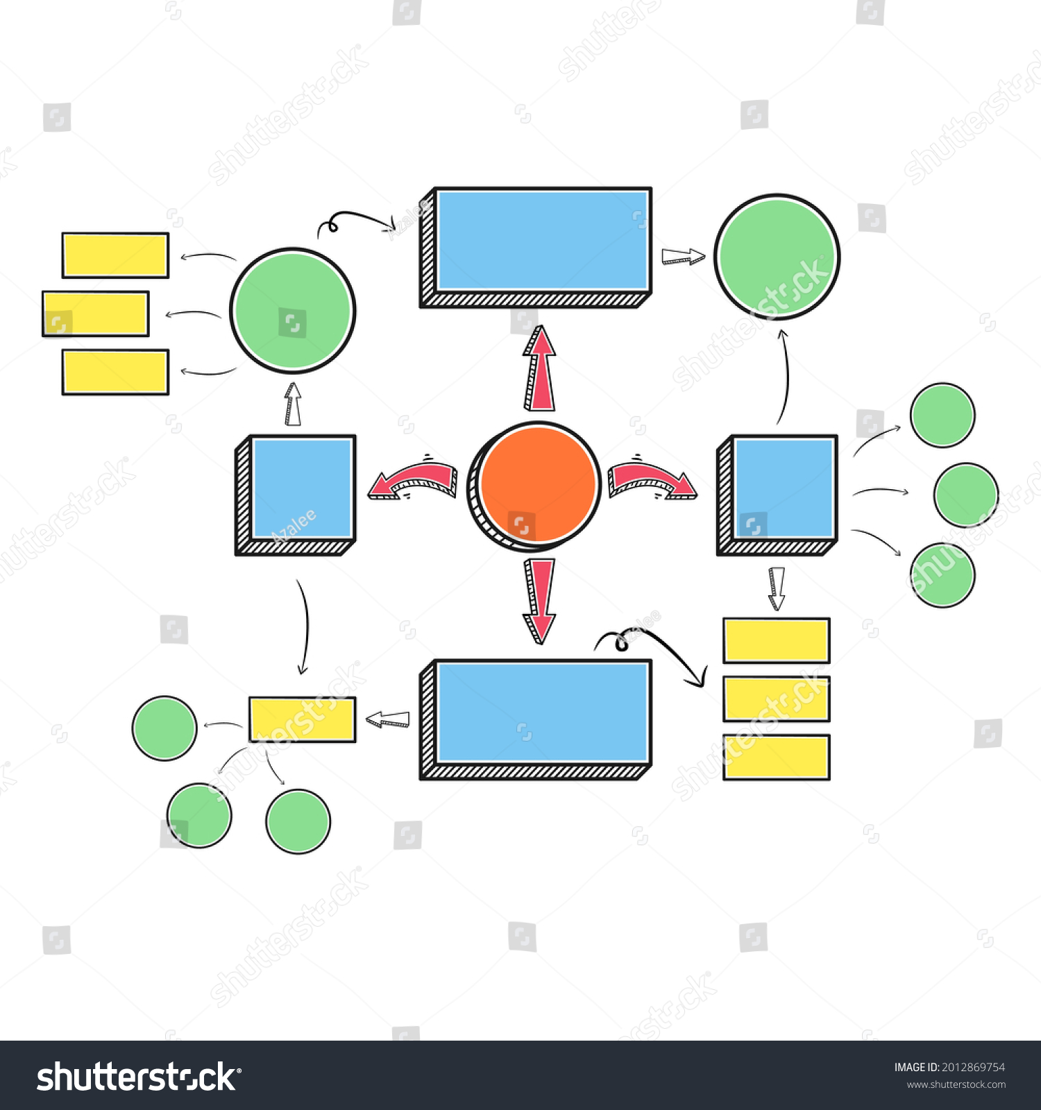 Process Diagram Sketched Diagram Mind Mapping Stock Vector (Royalty ...