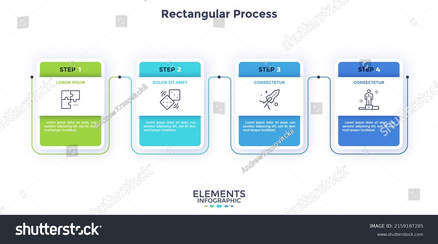 Process Diagram Four Paper White Rectangular Stock Vector (Royalty Free ...