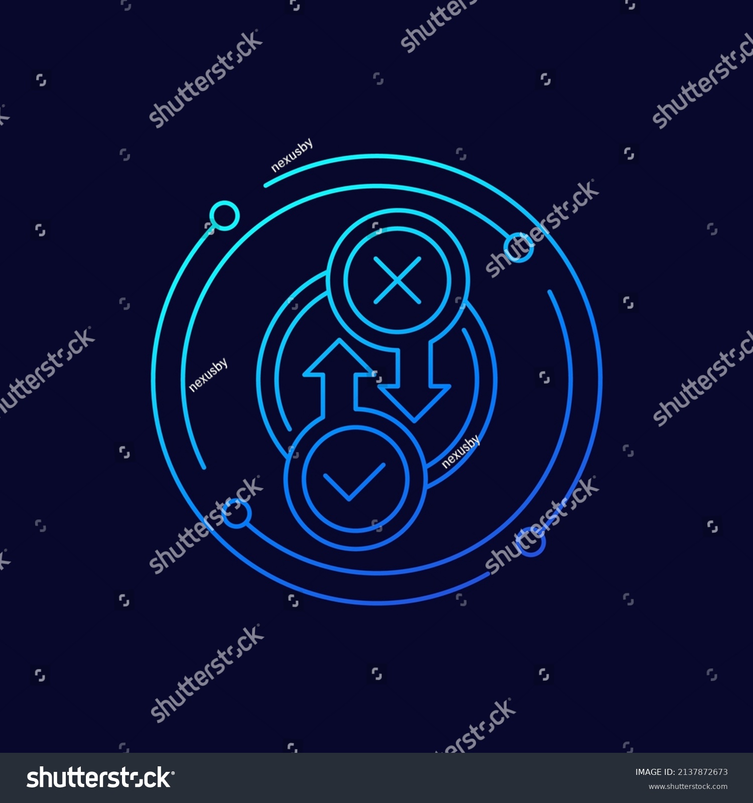 Process Icon Checkmark Cross Linear Design Stock Vector (Royalty Free ...