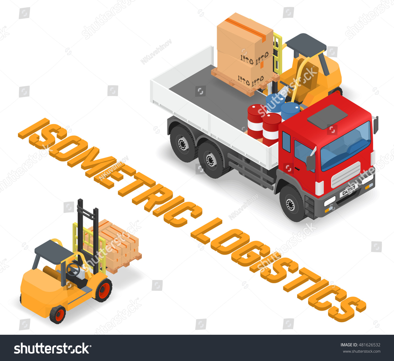 Process Loading Unloading Trucks Forklift Isometric Stock Vector ... Process Loading Unloading Trucks Forklift Isometric Stock Vector ...