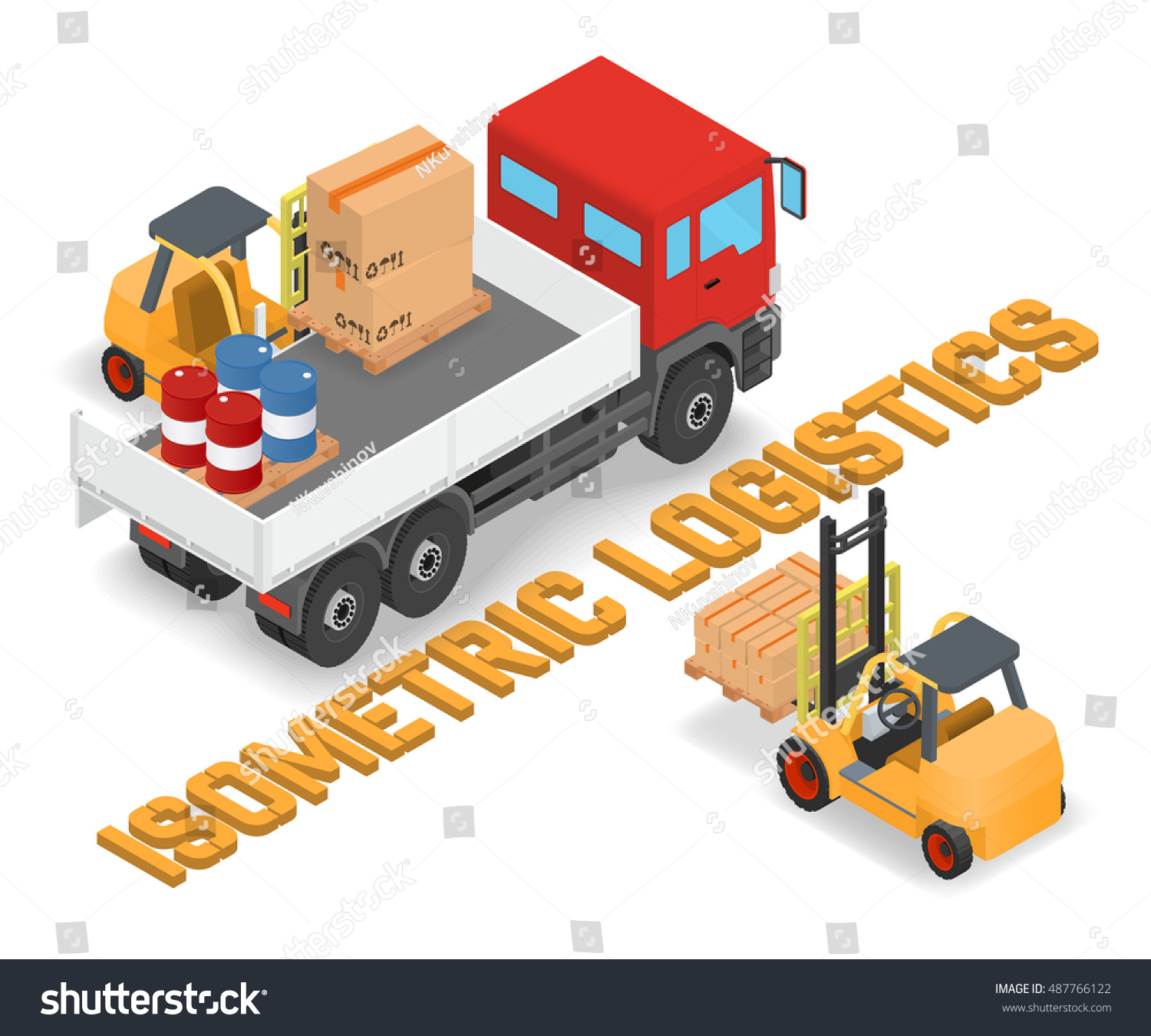 Process Loading Unloading Trucks Forklift Isometric Stock Vector ... Process Loading Unloading Trucks Forklift Isometric Stock Vector ...