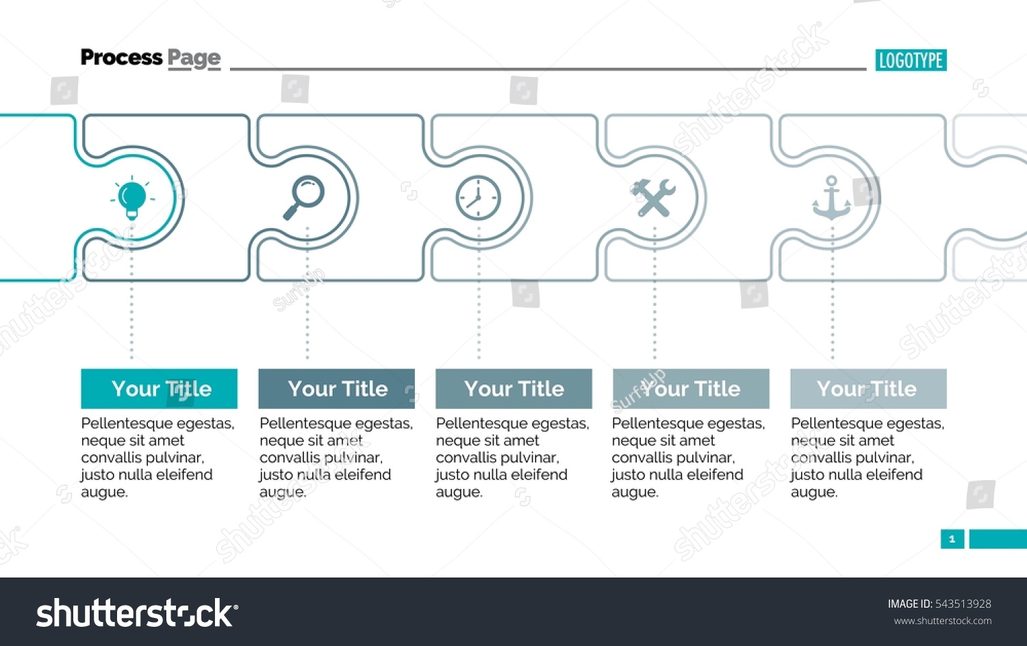 Process Puzzle Diagram Slide Template 스톡 벡터(로열티 프리) 543513928 ...