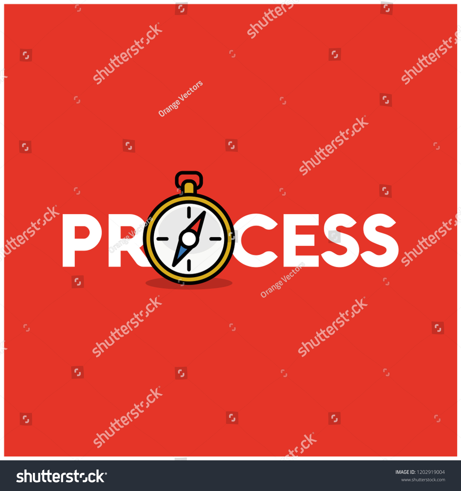 Process Typography Compass Vector Illustration Flat Stock Vector ...