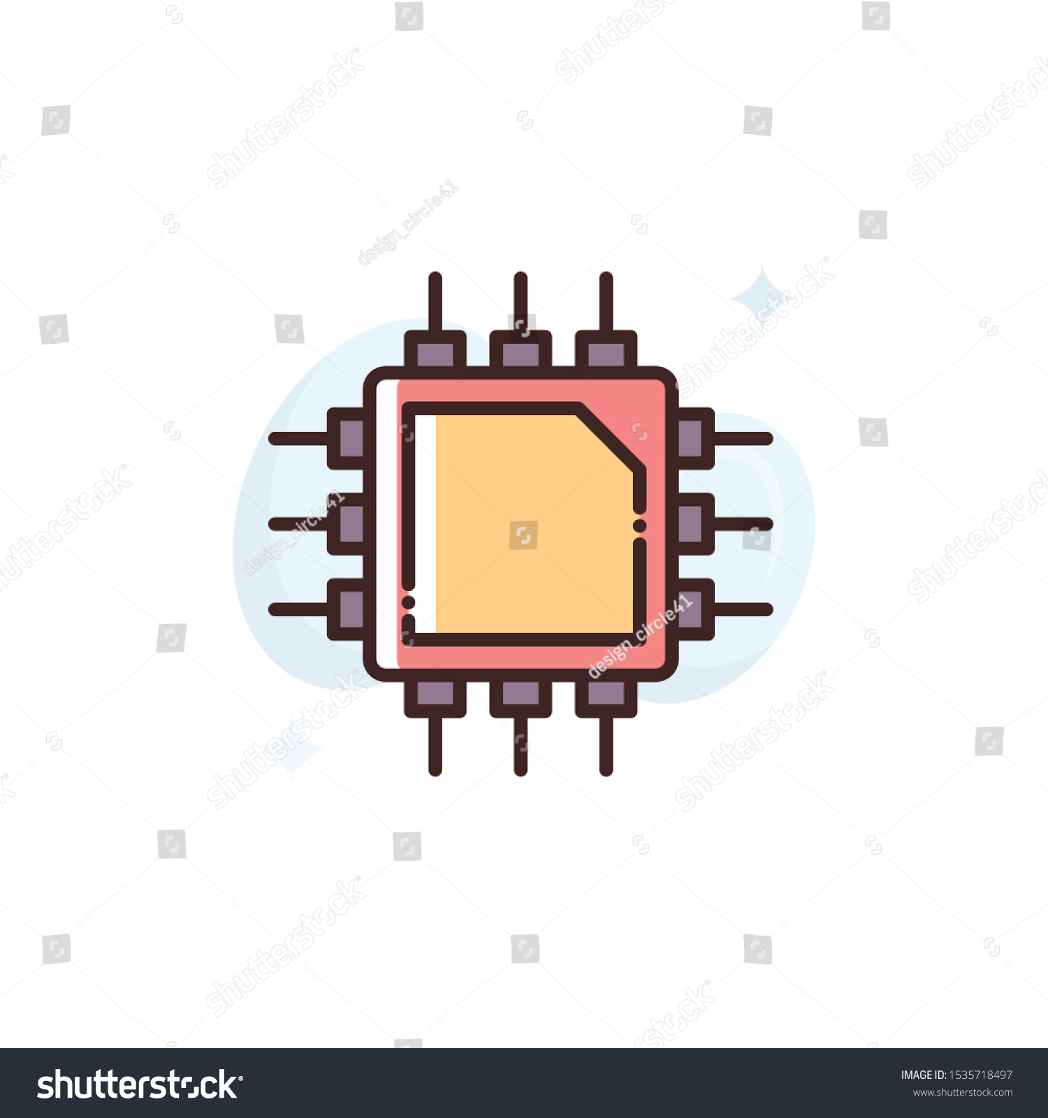 Processor Chip Vector Illustration Outline Filled Stock Vector (Royalty ...