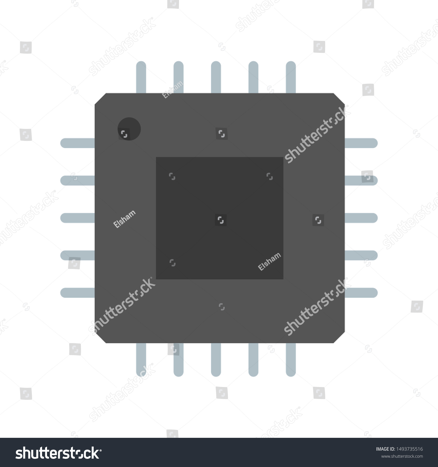 Processor Icon Flat Style Isolated Vector Stock Vector (Royalty Free ...