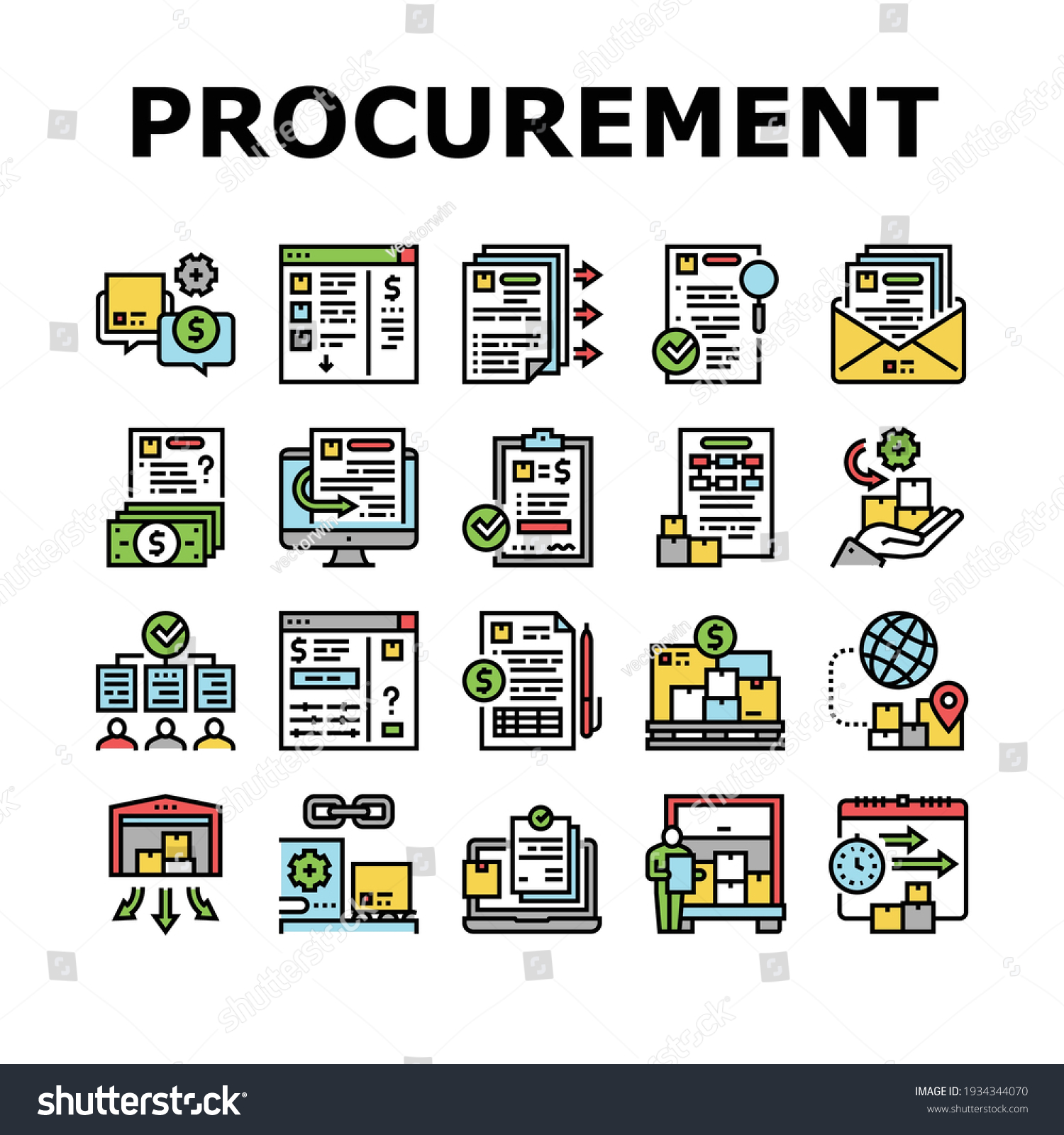 Icônes De Collection De Processus D'Approvisionnement : image ...