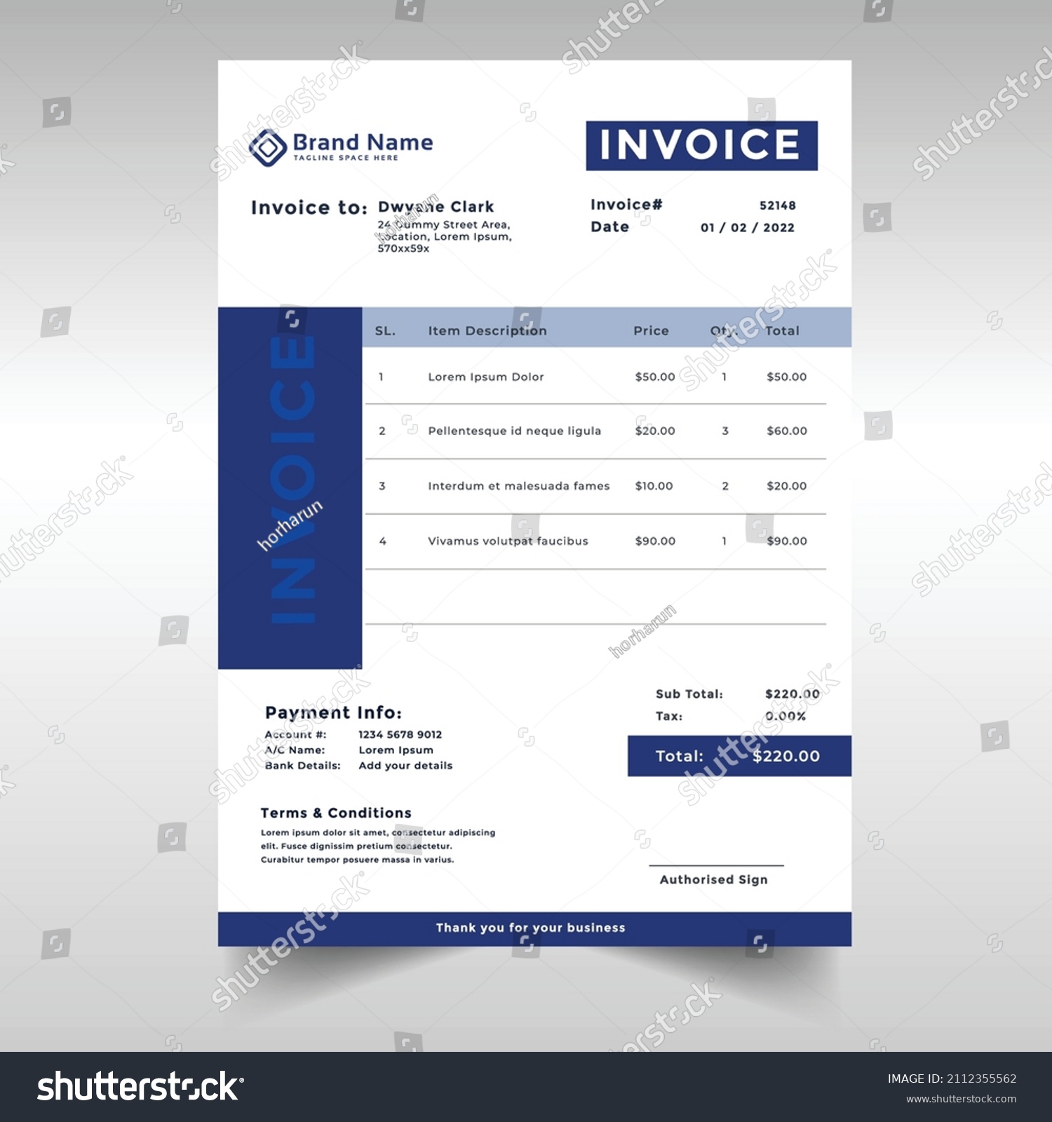 Product Invoice Design Template Vector Stock Vector (Royalty Free ...